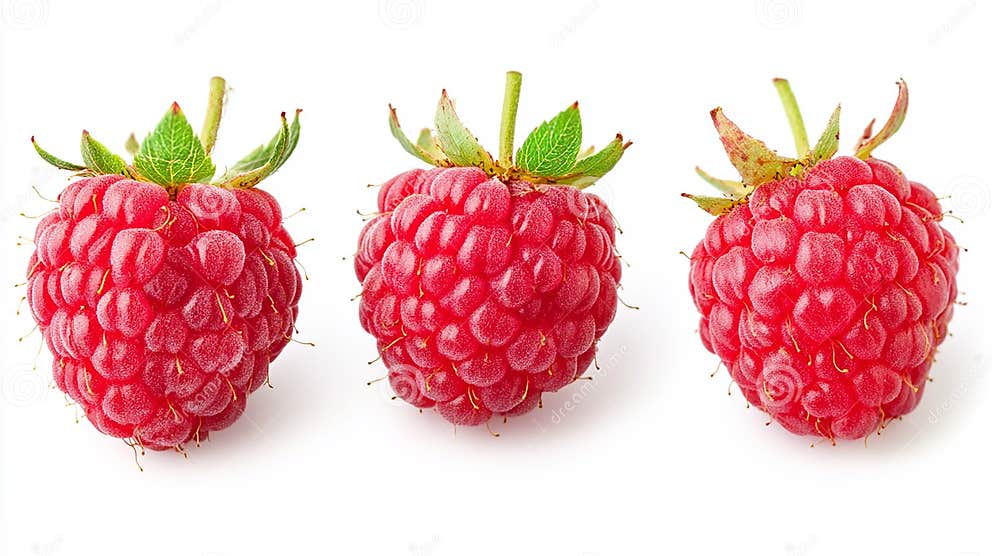 Three Raspberry Collection Isolated on a White Background Stock ...