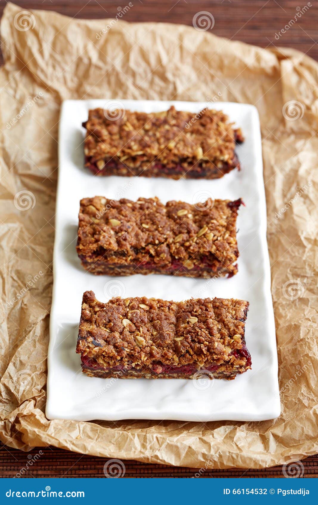 Three Raspberry Granola Bars Stock Photo - Image of munchies, organic ...