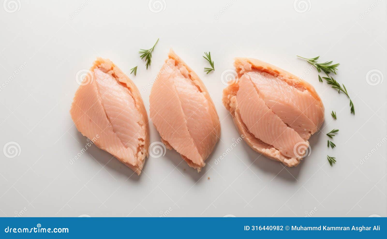 Three Raw Chicken Fillets On A White Background. The View Royalty-Free ...