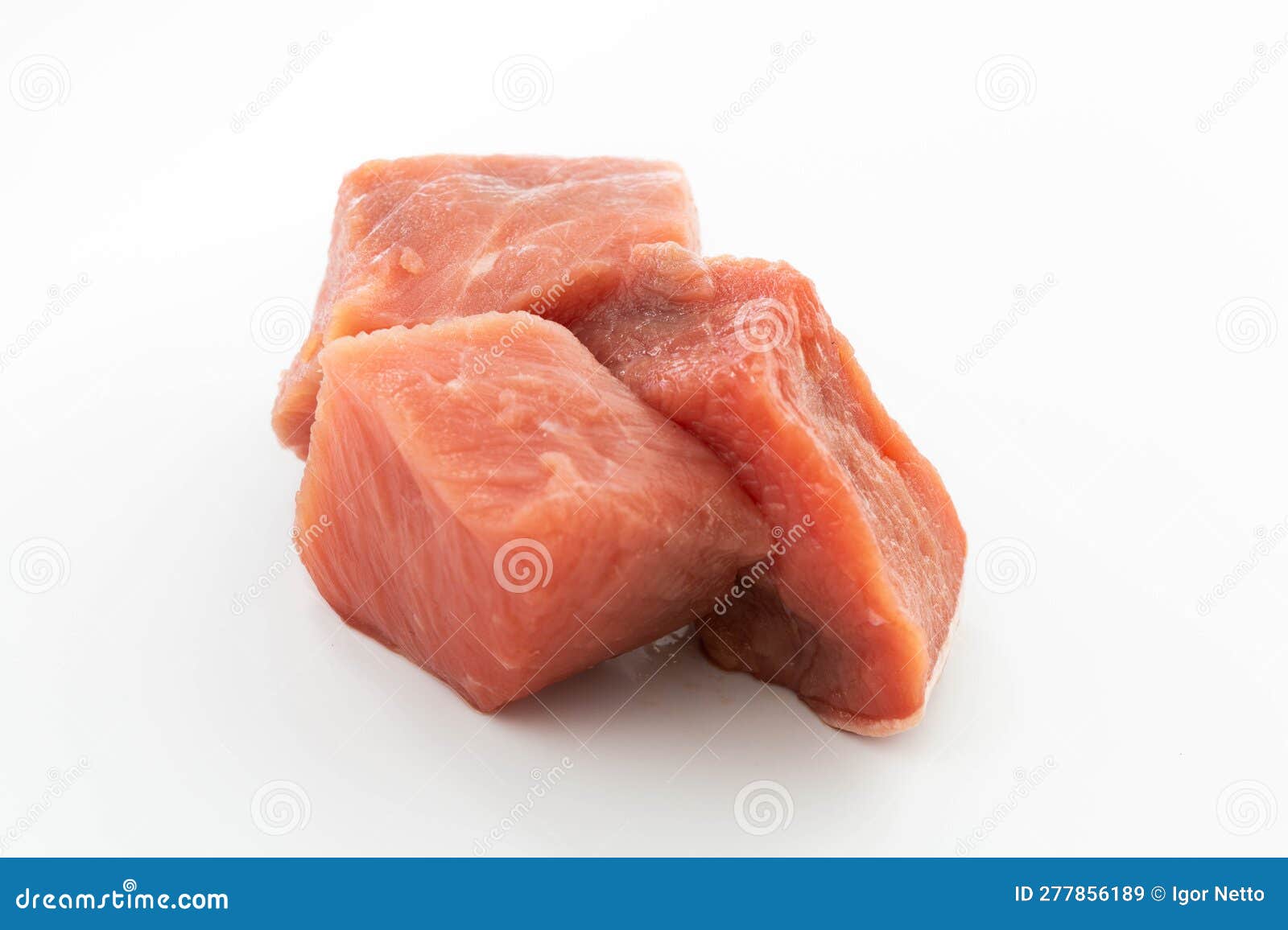 Three Raw Meat Cubes, Isolated, View from Left Side Stock Image - Image ...