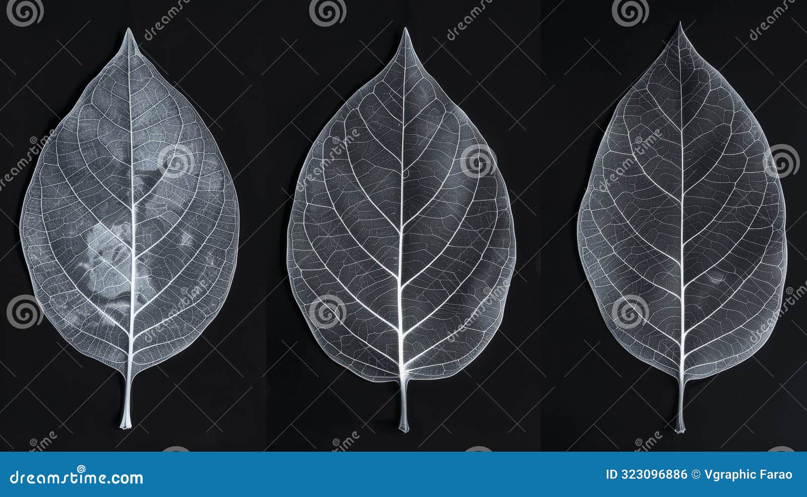 Three X-ray Images of Leaves on a Black Background Stock Photo - Image ...