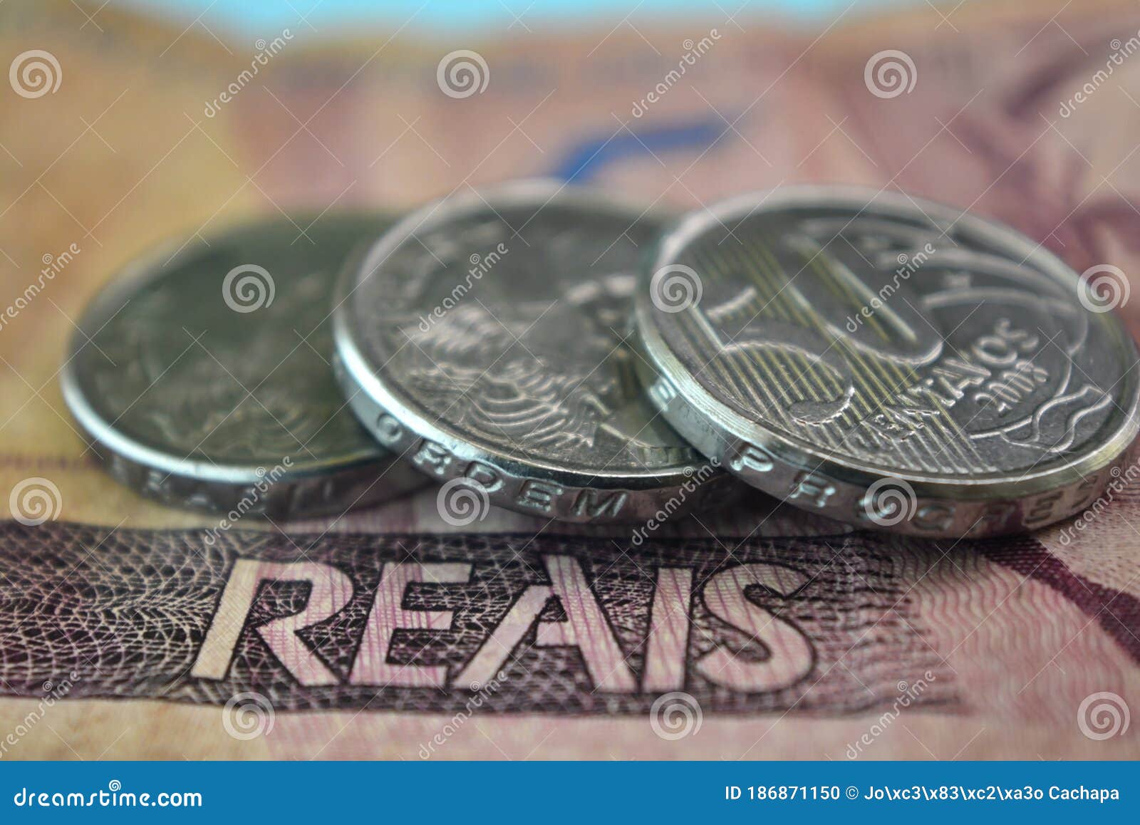 Three Reais Coins on Top of Brazil Banknote Stock Photo - Image of bank ...