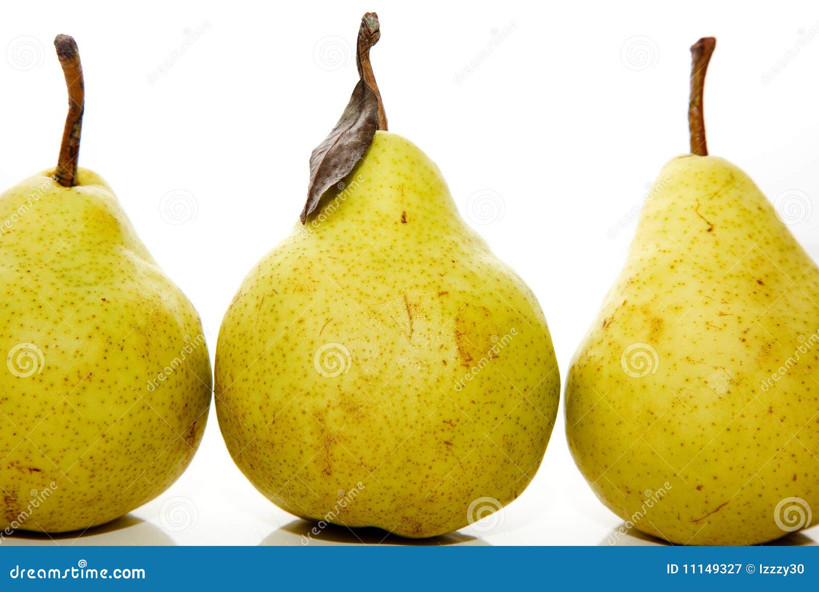 Three Real-life Pears on Isolated White Stock Image - Image of drop ...