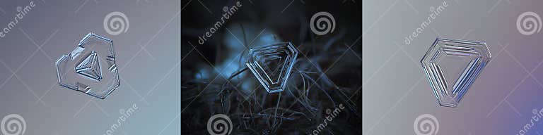 Three Real Snowflake Macro Photos Stock Image - Image of natural ...
