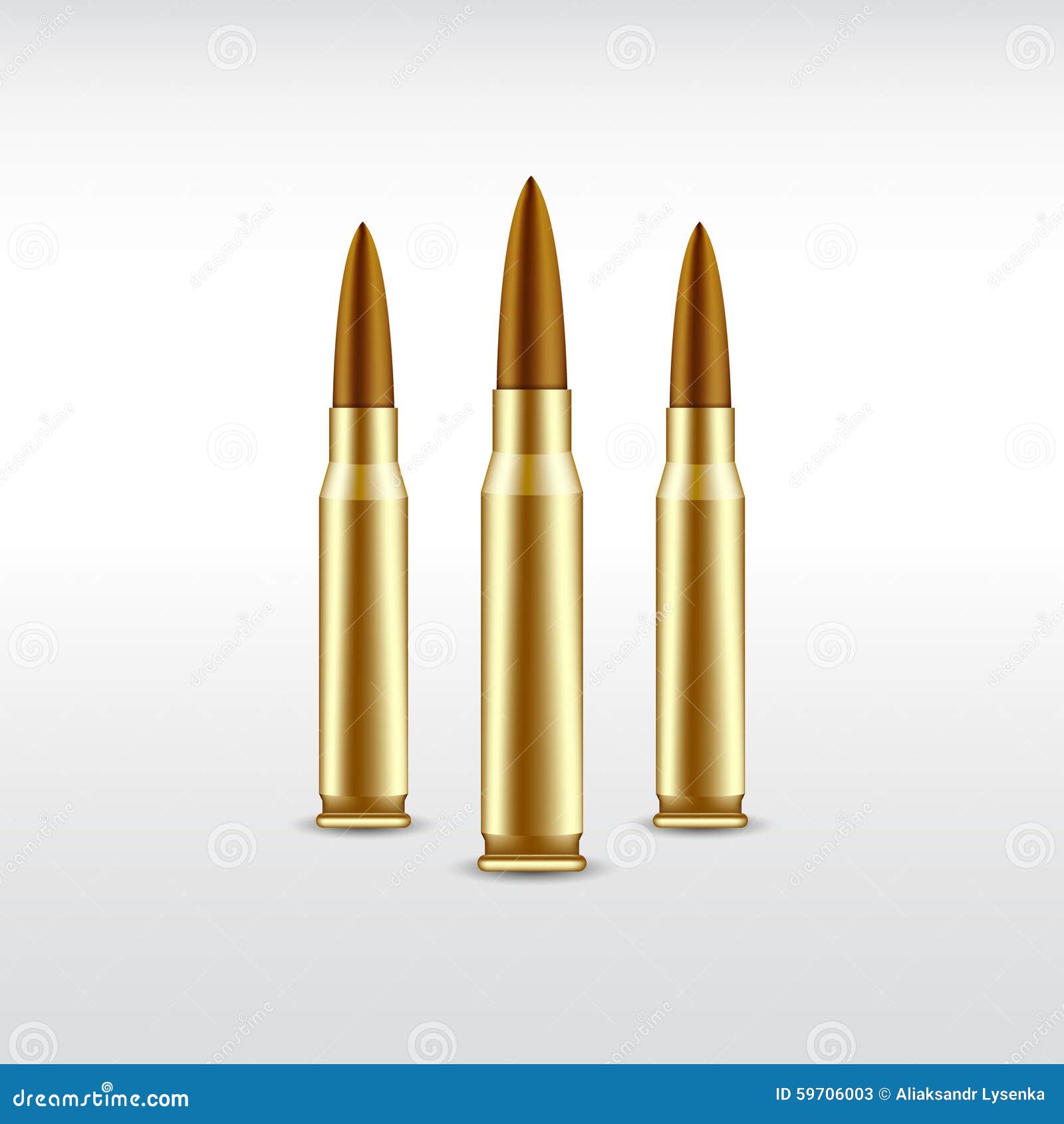 Three Realistic Bullets on Light Background Stock Vector - Illustration ...