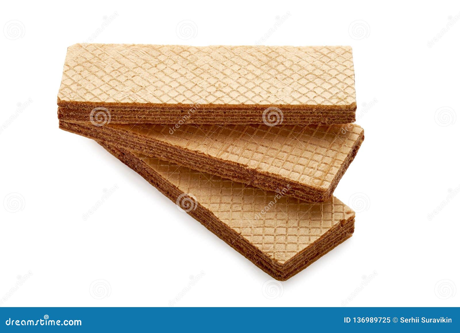 Three Rectangle Corrugated Wafer Biscuits Isolated on White Stock Image ...