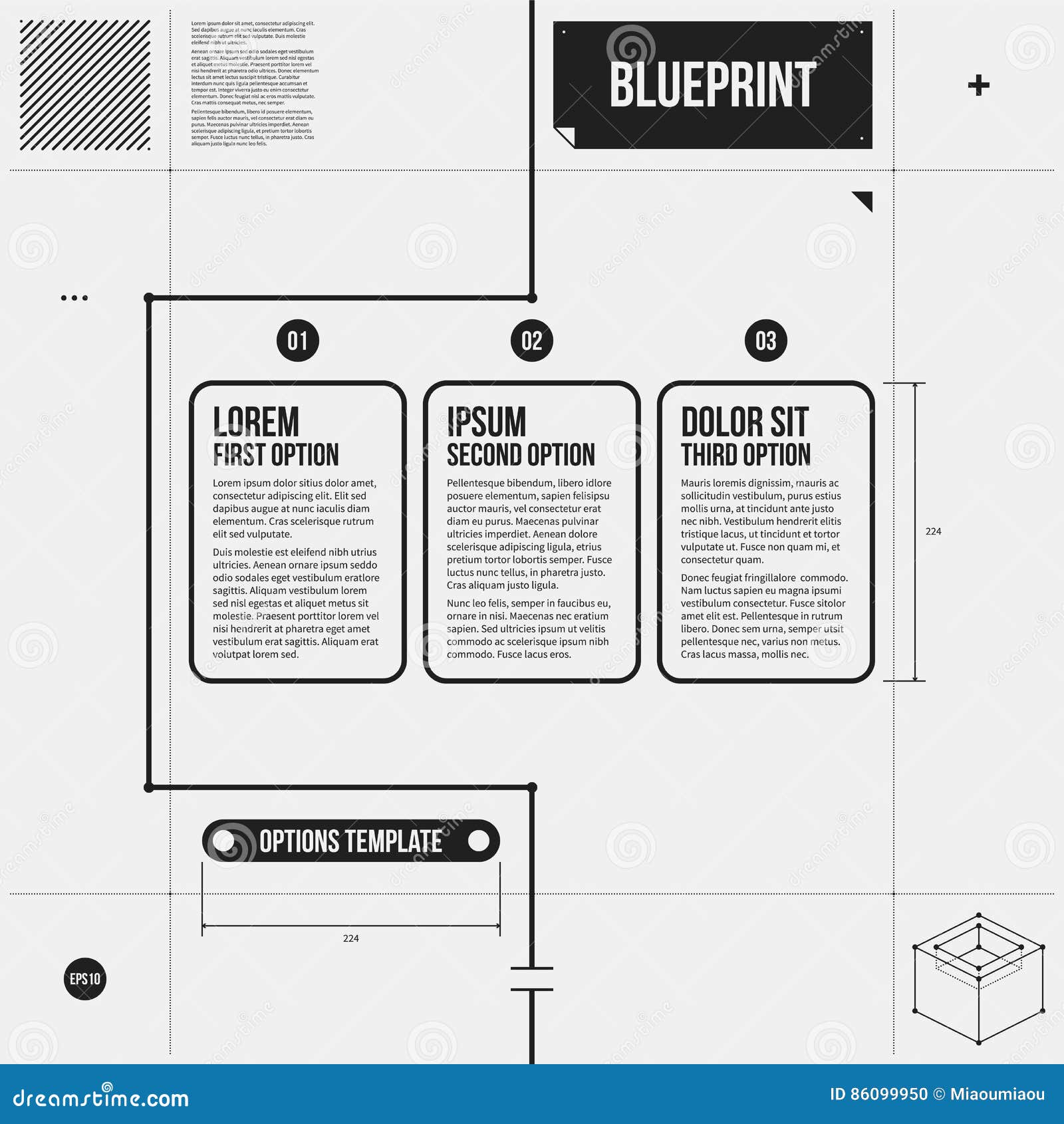 Three Rectangle Options in Draft Style Stock Vector - Illustration of ...