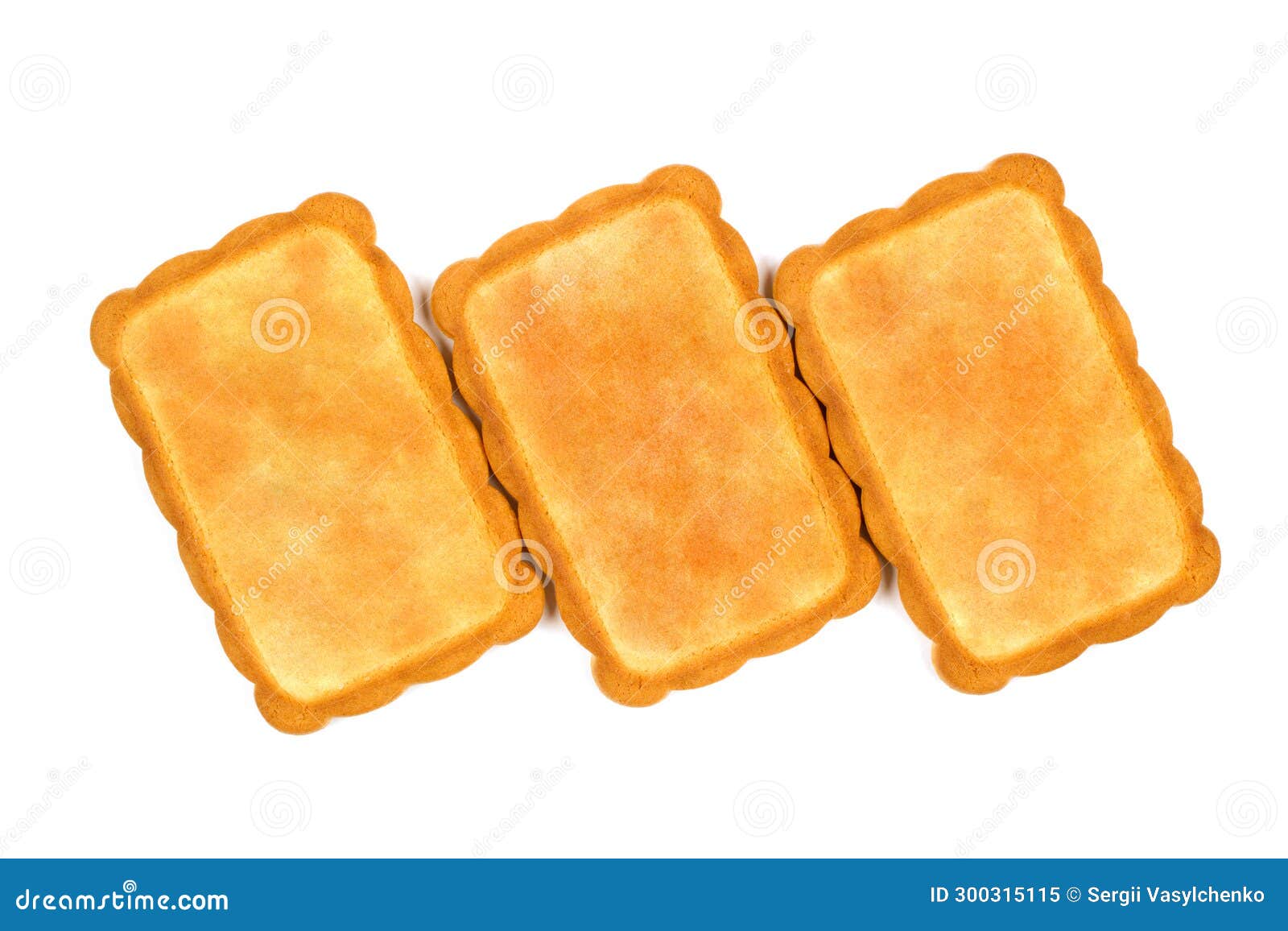 Three Rectangular Biscuits on a White Background. Simple Cookies Stock ...