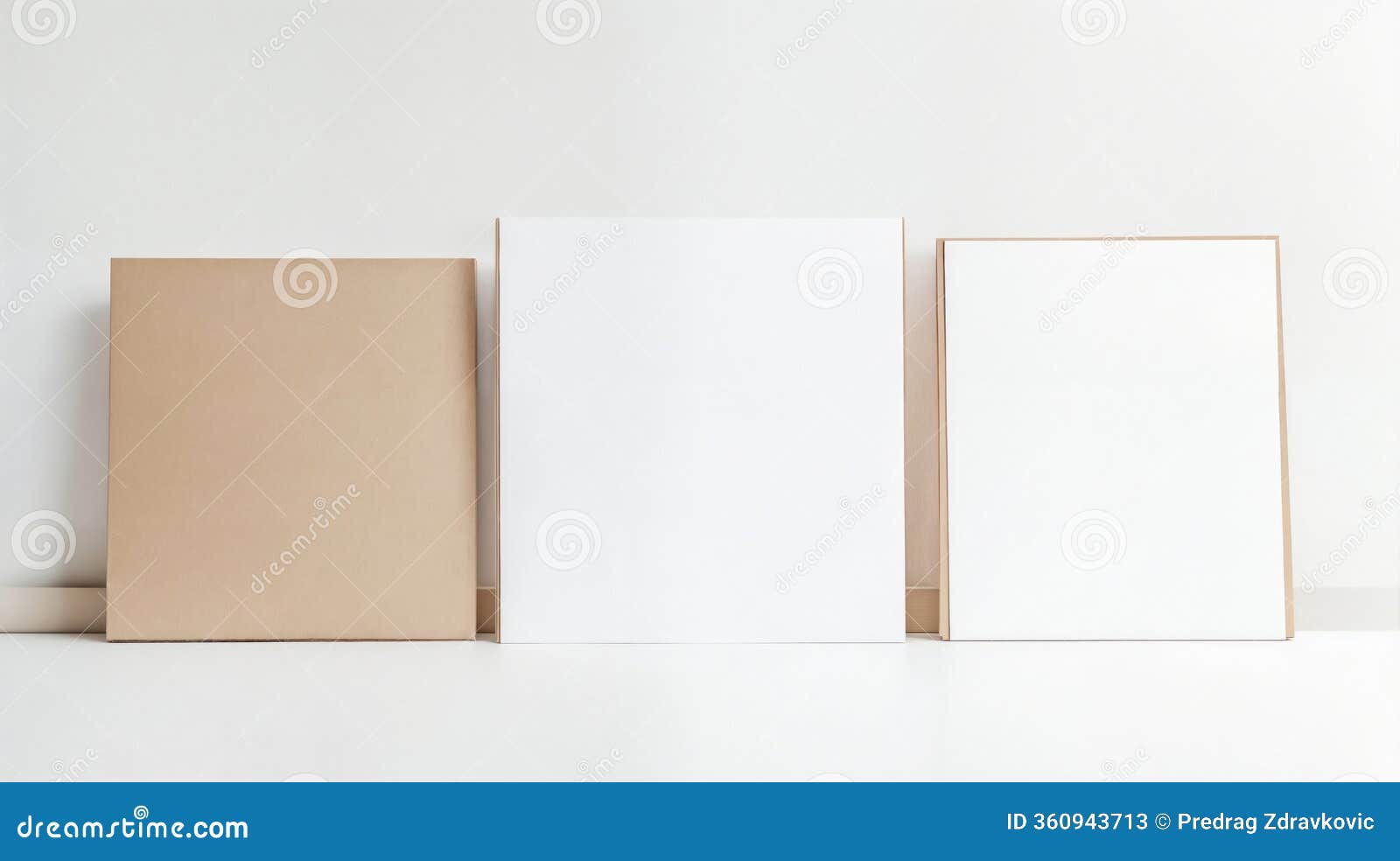 Three Rectangular Postcards With A Place For Text With A Linear Design ...