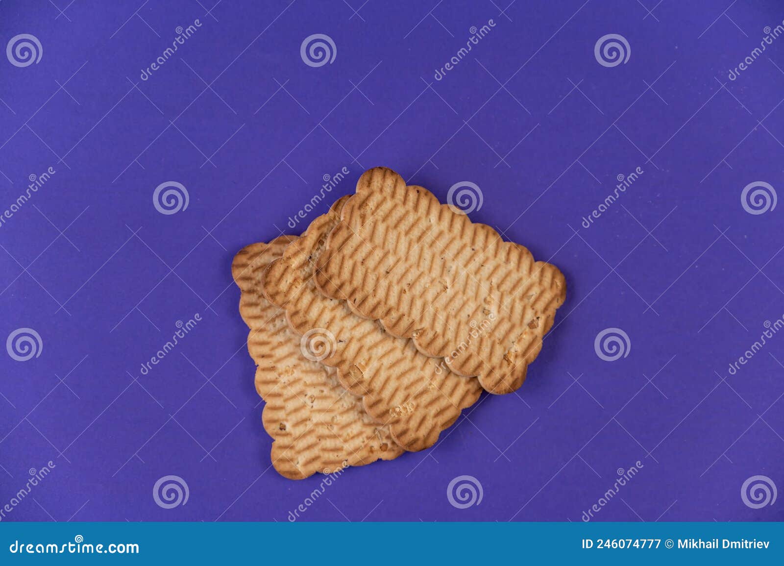 Three Rectangular Cookies Against a Blue Background. Ready-to-eat ...