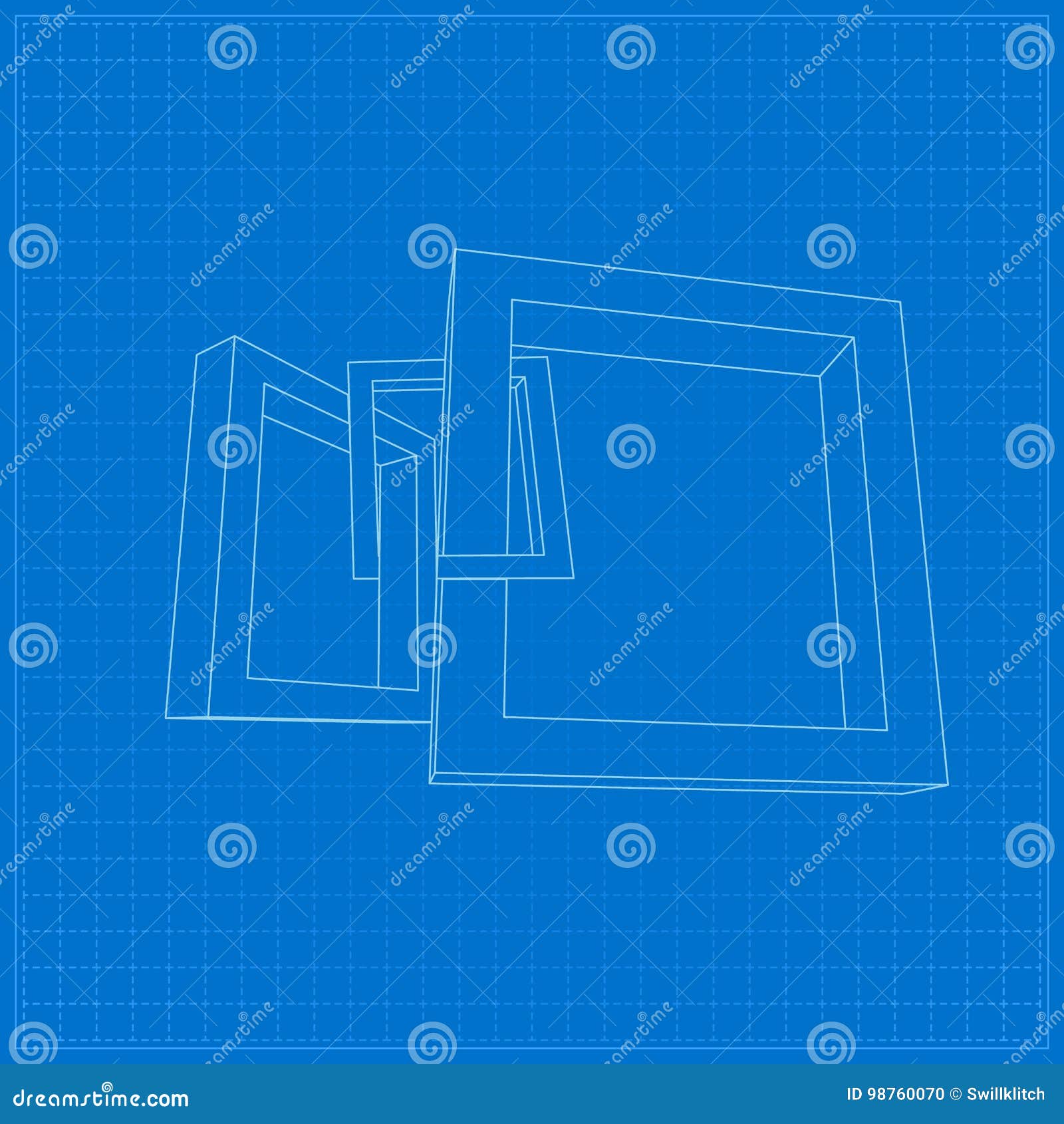 Three Rectangular 3D Frames Blueprint Stock Vector - Illustration of ...