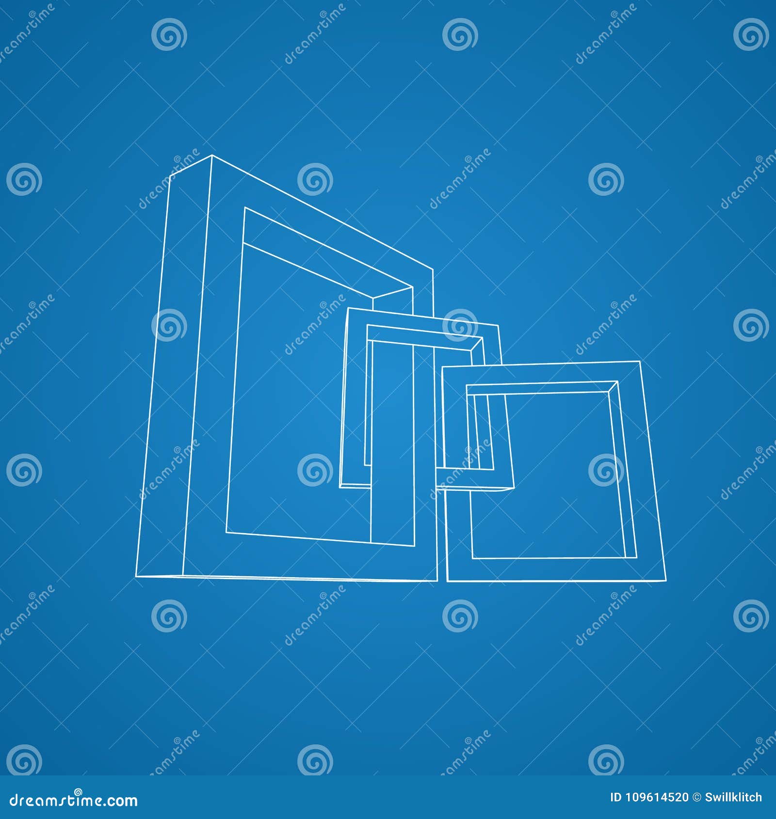 Three Rectangular 3D Frames Blueprint Stock Vector - Illustration of ...