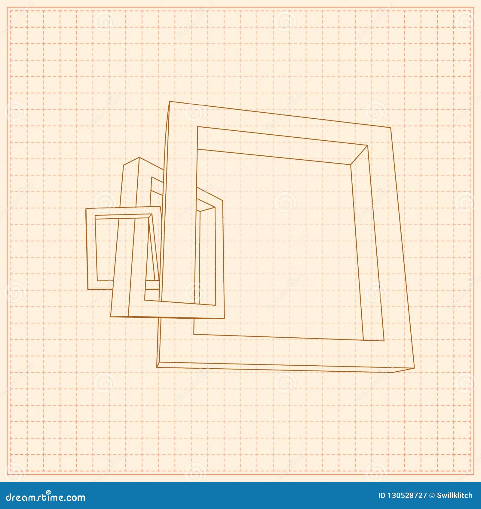 Three Rectangular 3D Frames Blueprint Stock Vector - Illustration of ...