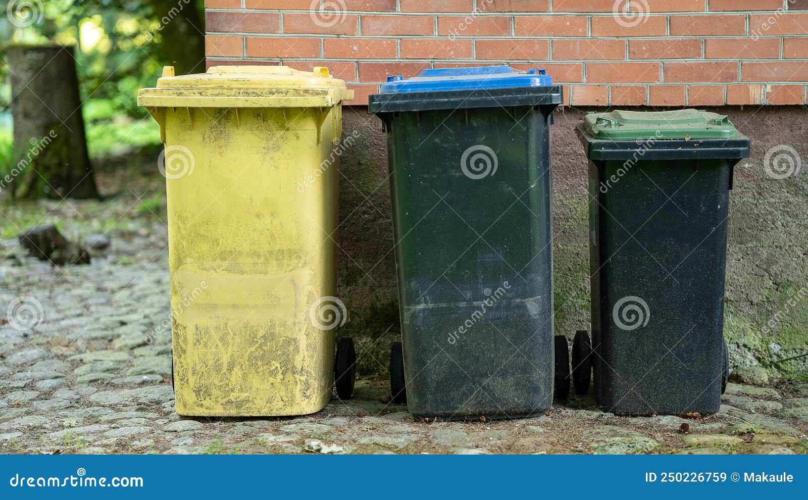 Three Recycle Bin Or Garbage For Dumping Waste Inside Building Royalty ...