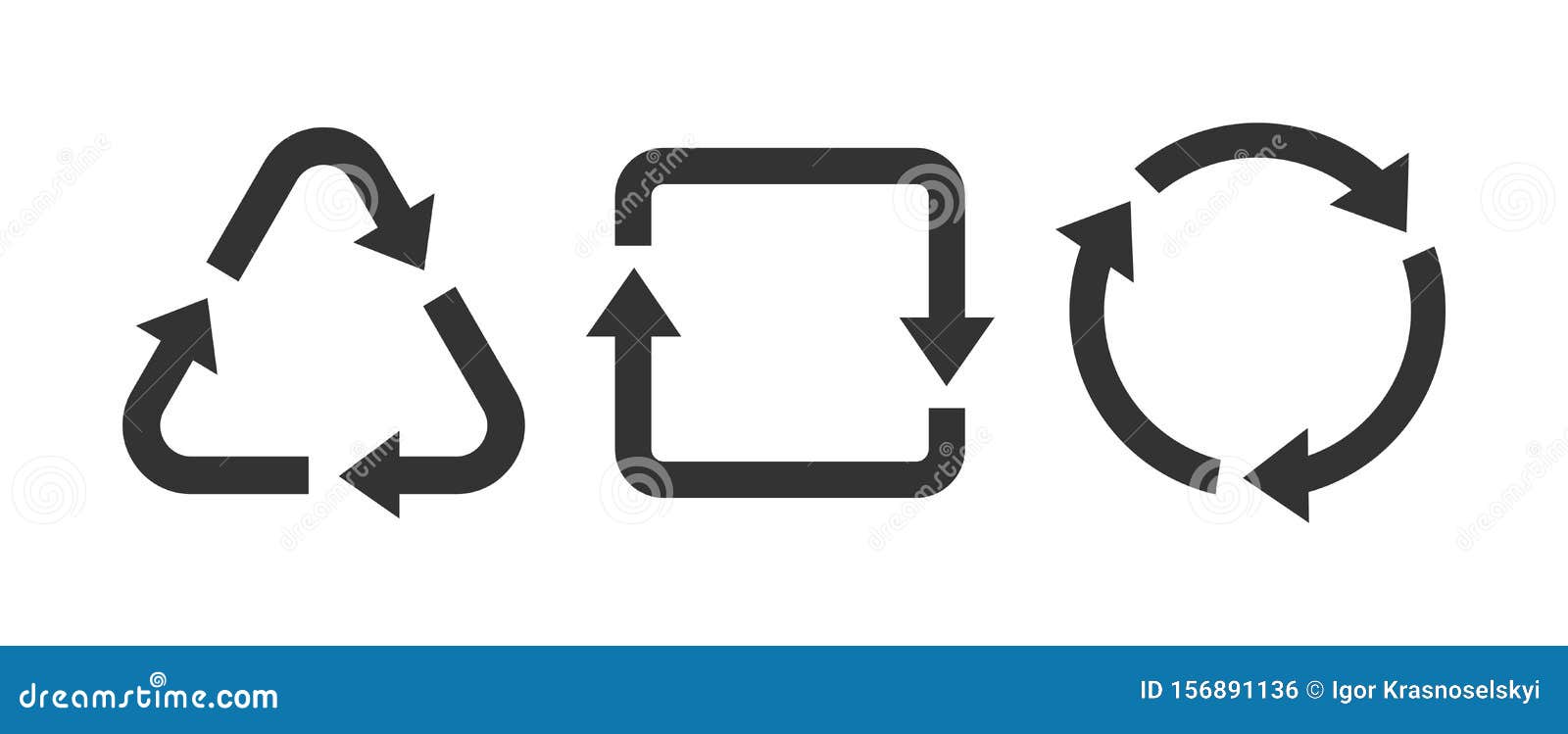 Three Recycle Icons. Recycling Circle Arrows. Recycle Sign Set Isolated ... Three Recycle Icons. Recycling Circle Arrows. Recycle Sign Set Isolated ...