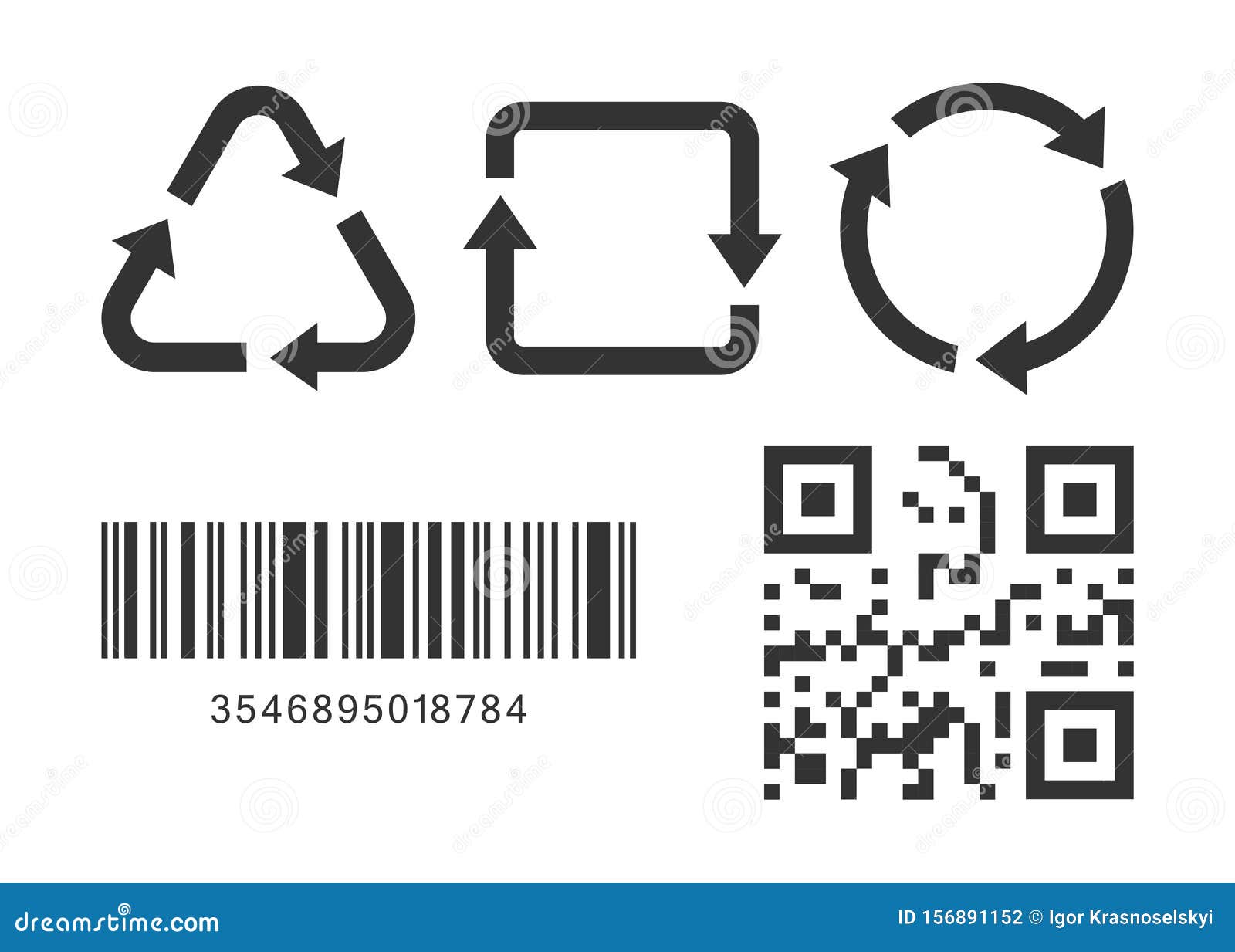 Three Recycle Icons. Recycling Circle Arrows. Recycle Sign Set Isolated ...