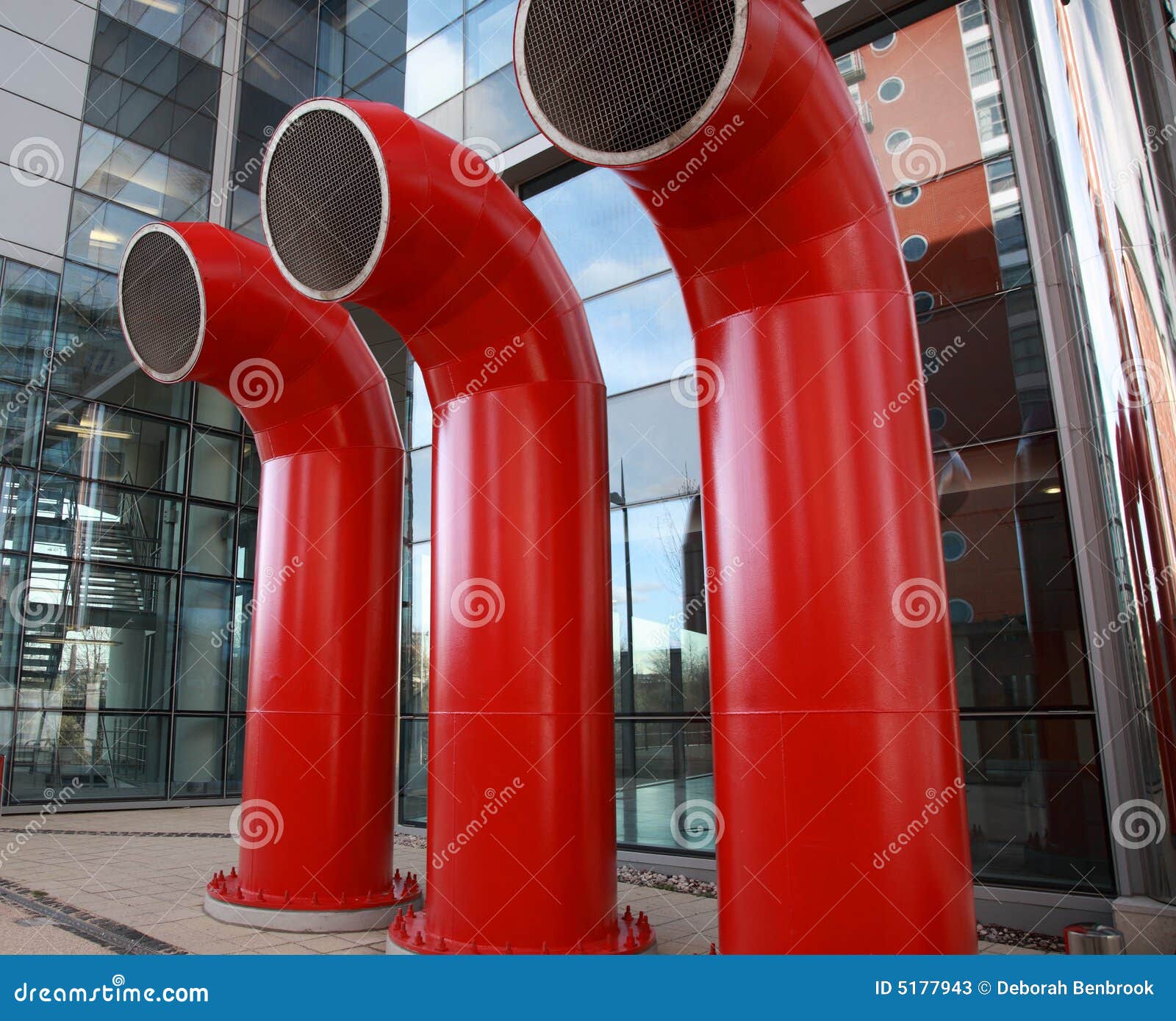 Three red air vents stock image. Image of windows, pattern - 5177943