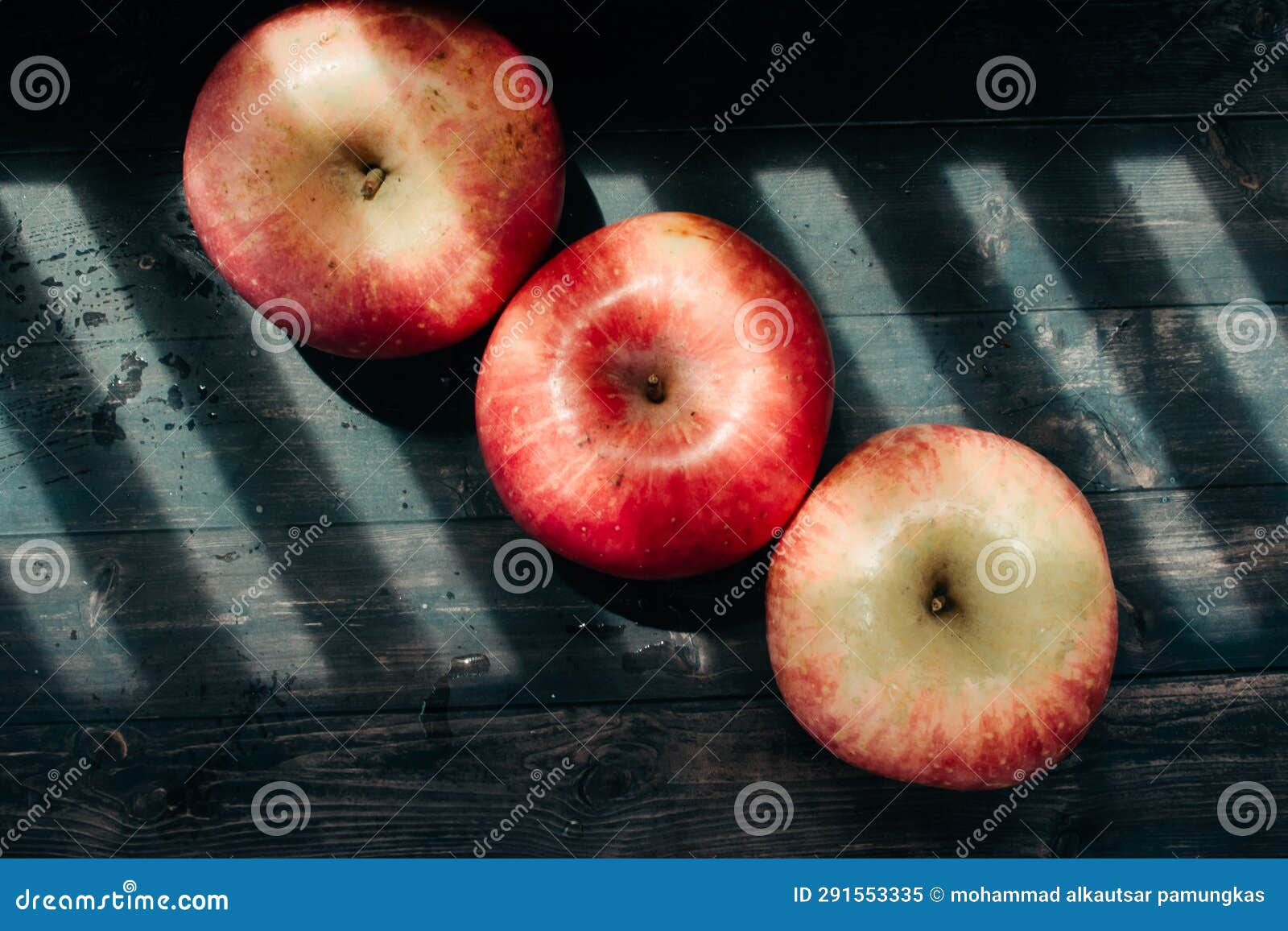 Three Red Apple on the Table , Top View Stock Image - Image of ...