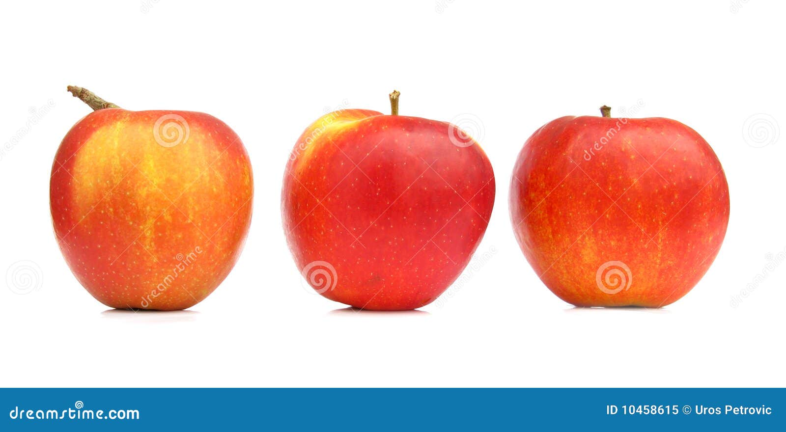 Three red apples stock image. Image of food, fruit, healthy - 10458615