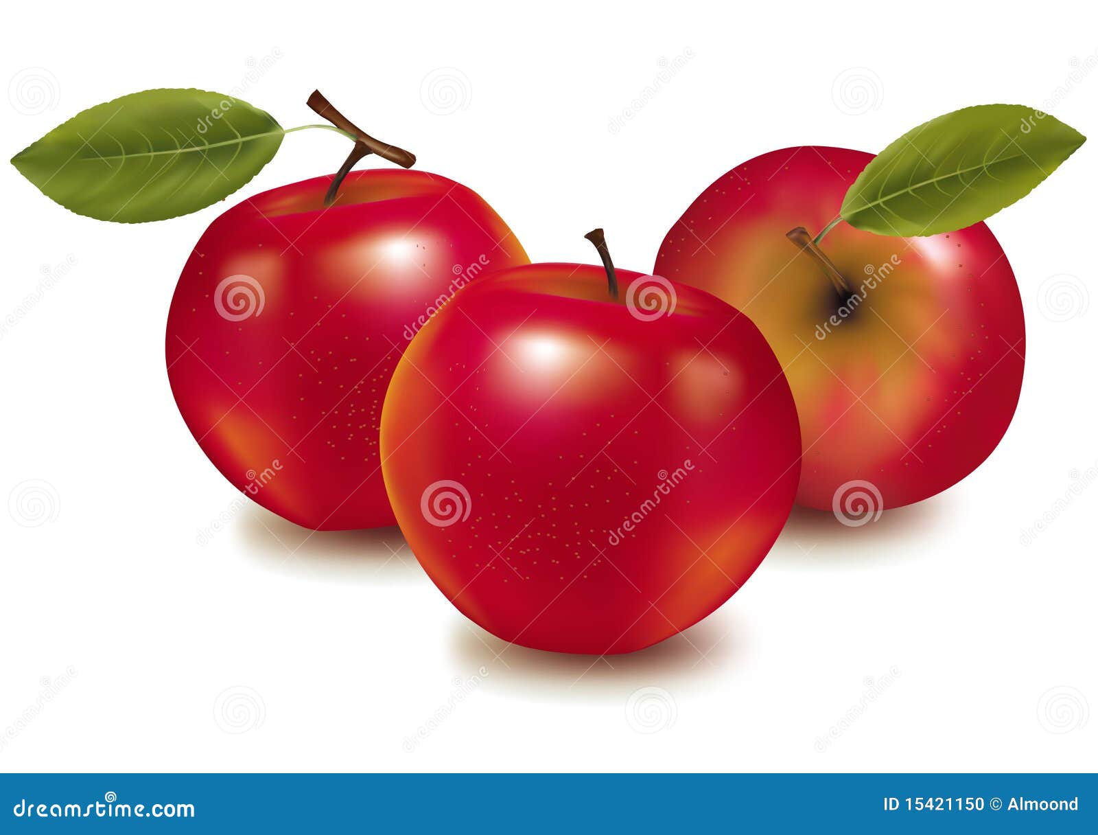 Three red apples. stock vector. Illustration of sweet - 15421150