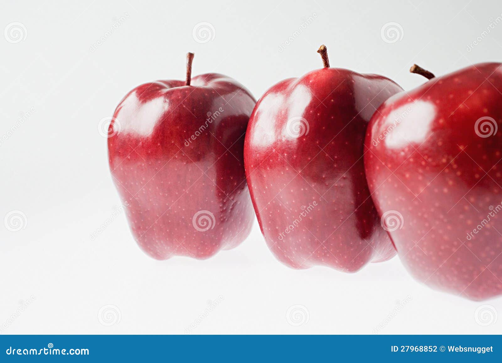 Three red apples stock photo. Image of stems, ripe, diet - 27968852
