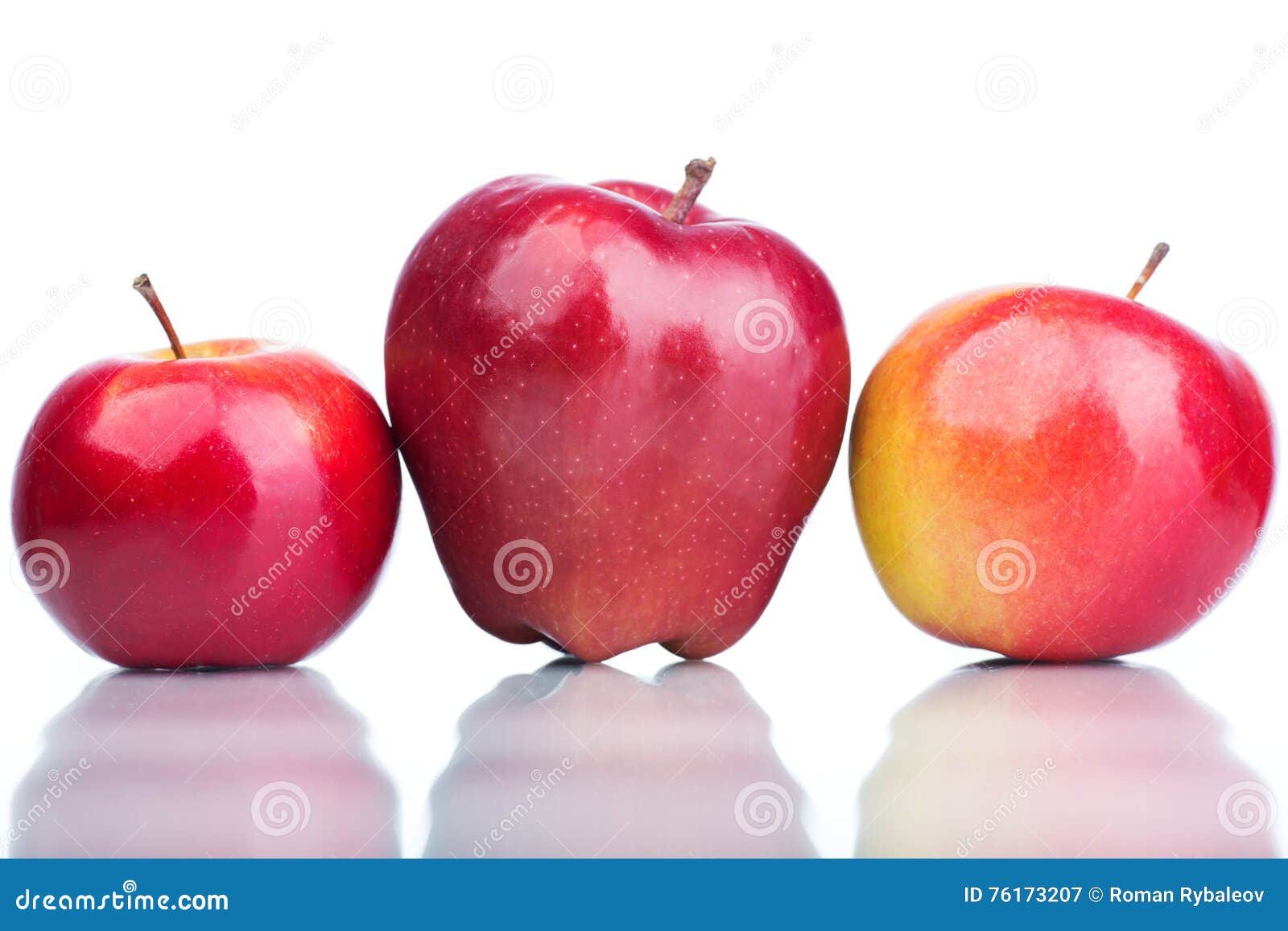 Three Red Apples Isolated on White Stock Image - Image of apple ...