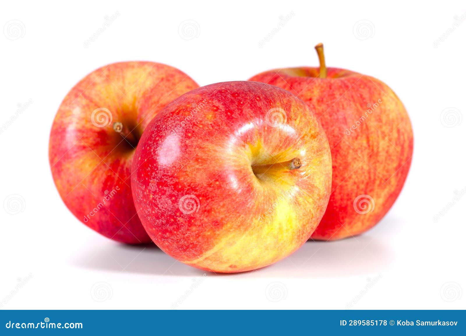 Three Red Apples Isolated on White Background. Fruit Stock Photo ...