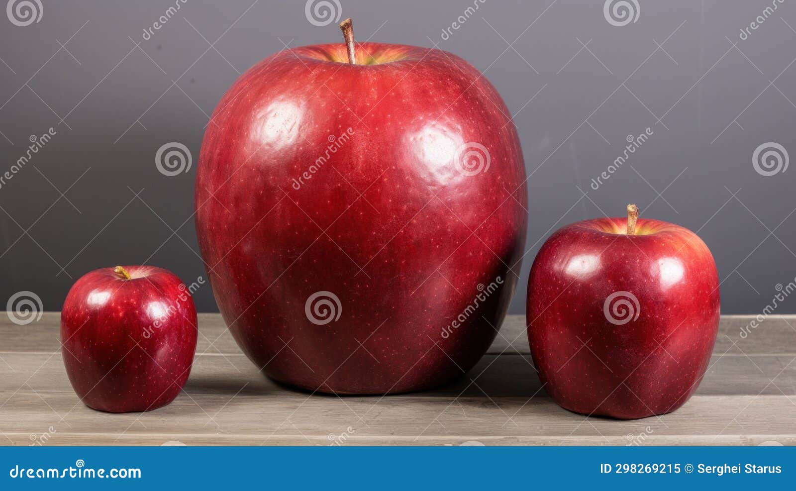 Three Red Apples, One of Them is Large, AI Stock Image - Image of large ...