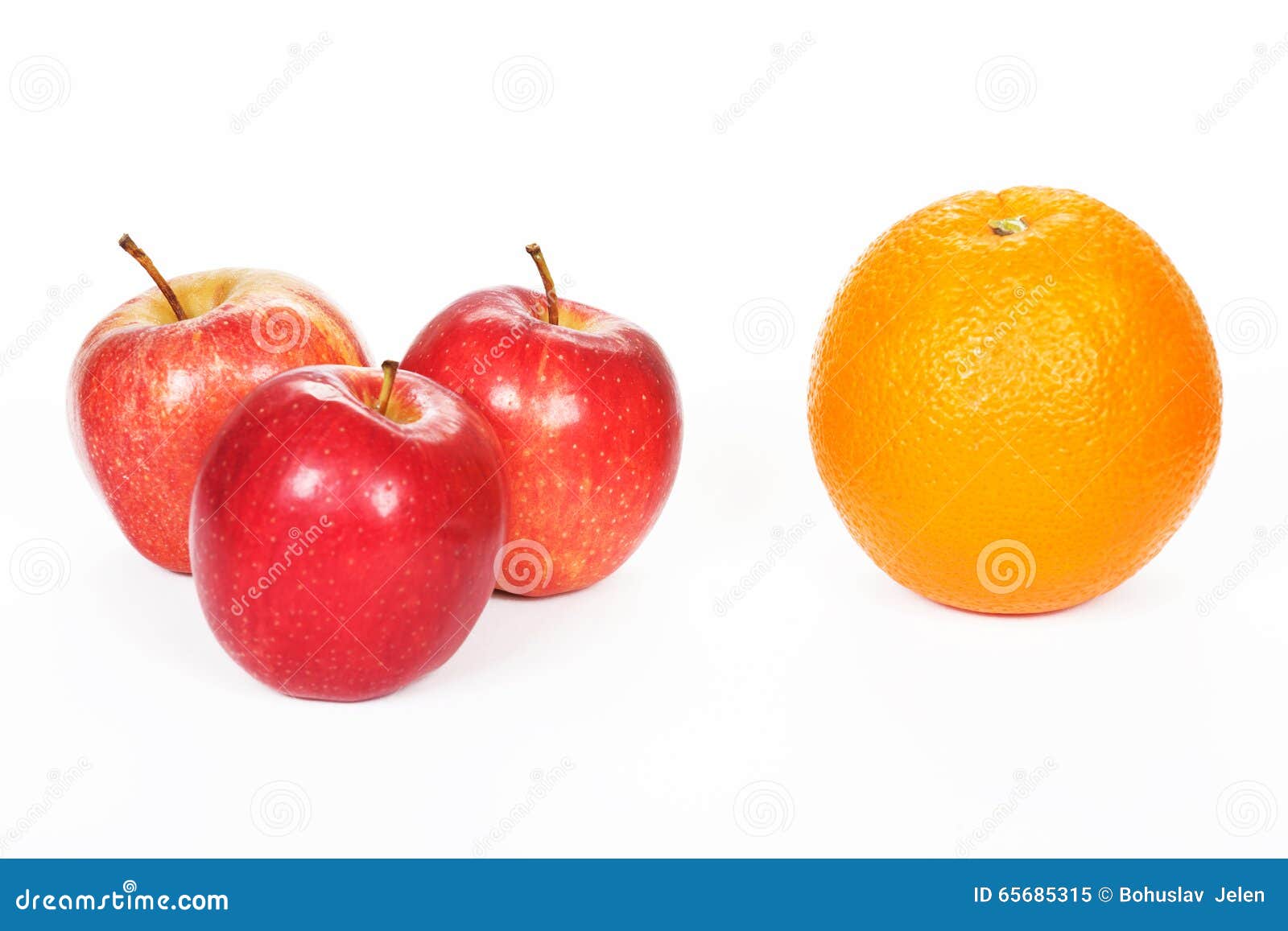 Three Red Apples and Orange Stock Image - Image of shot, organic: 65685315