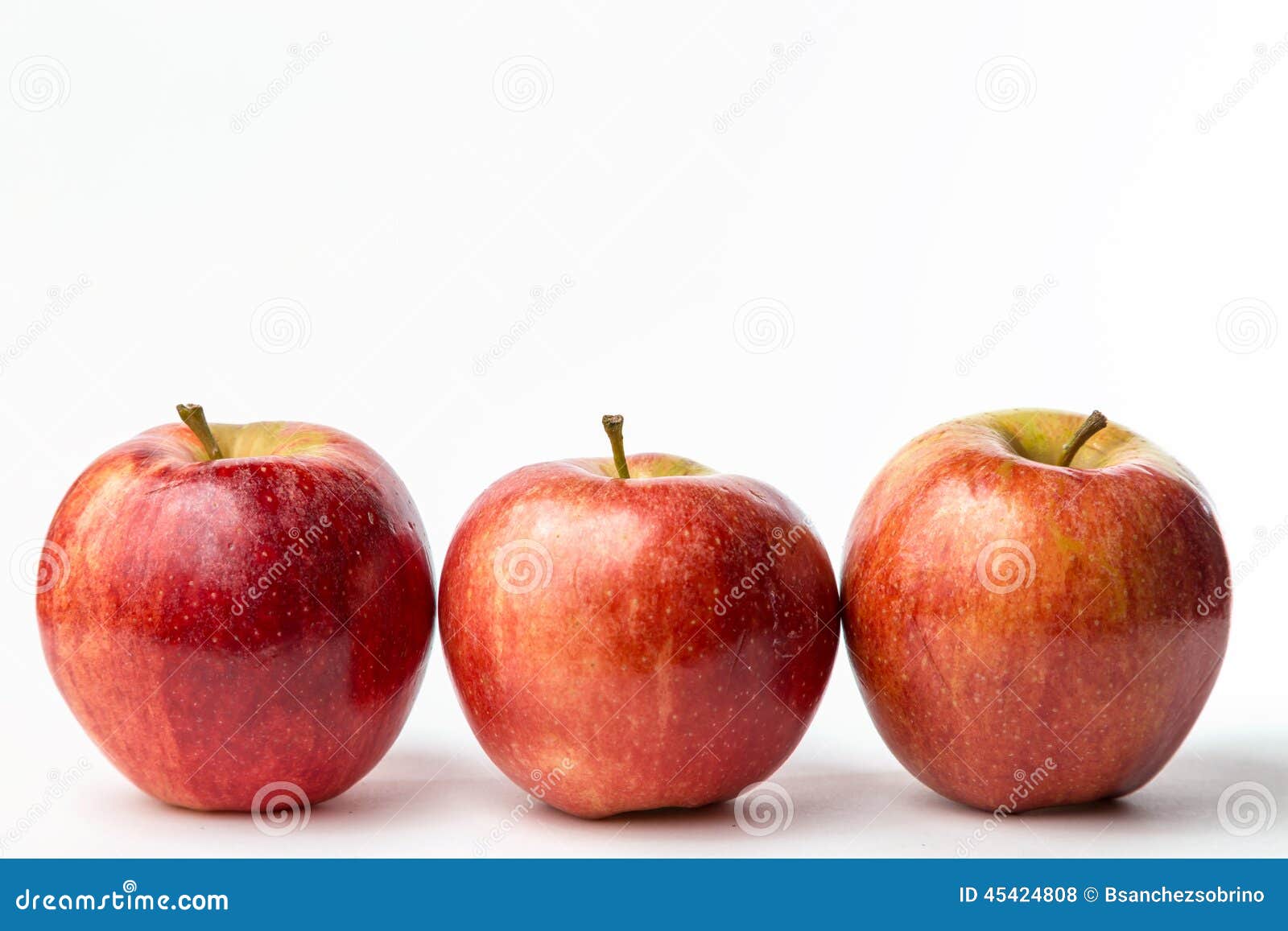 Three red apples stock photo. Image of fresh, three, horizontal - 45424808