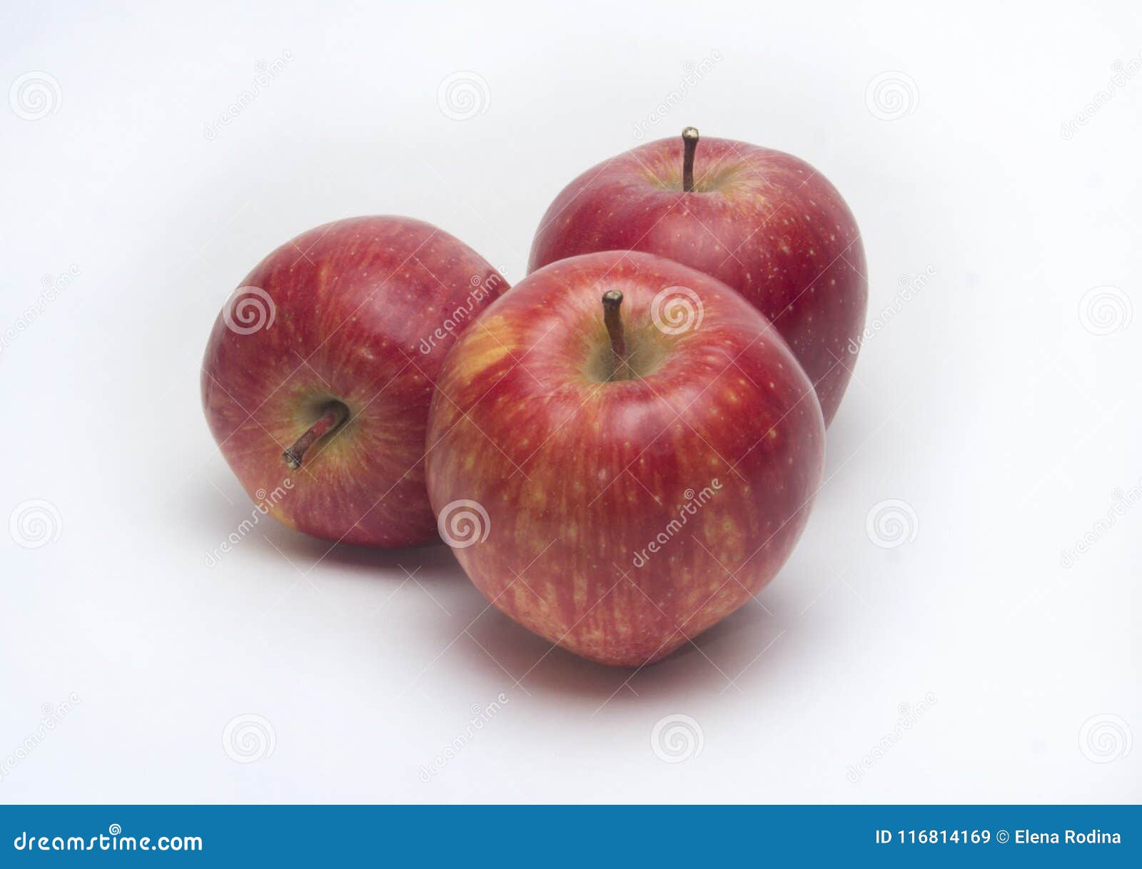 Three Red Apples on a White Background Stock Image - Image of healthy ...