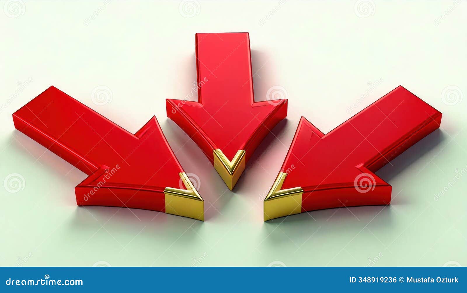 Three Red Arrows with Gold Tips are Arranged in a Fan Shape, Pointing ...