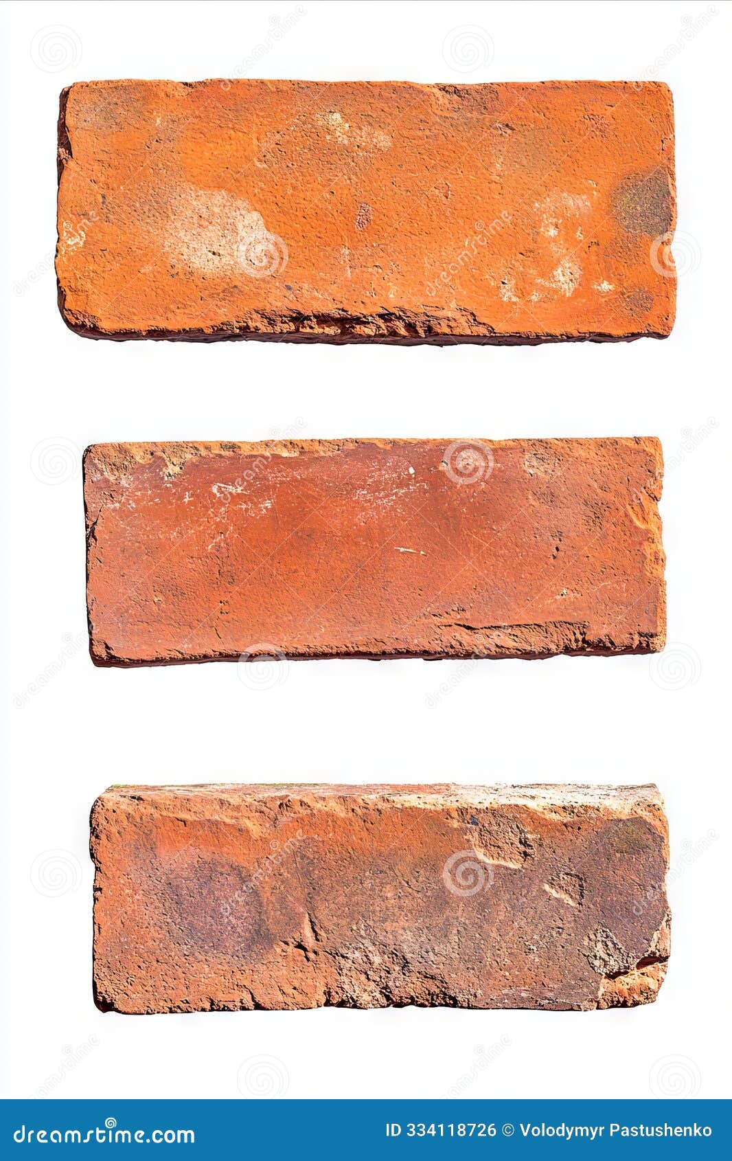 Three Red Brick Pieces of Red Brick on a White Background Stock Photo ...