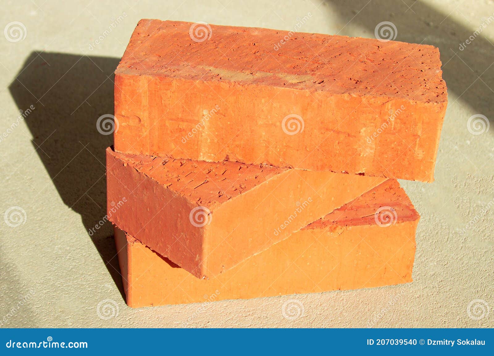 Three Red Bricks on the Floor in Sunlight Stock Photo - Image of bricks ...