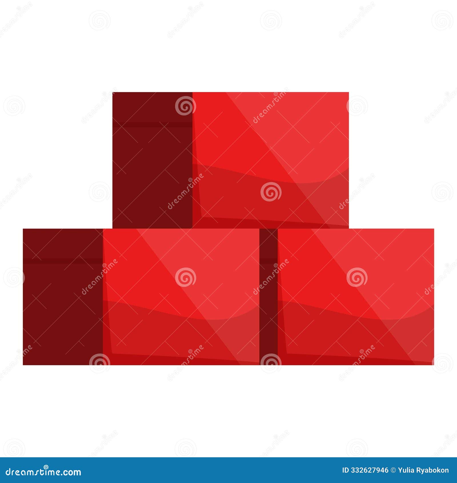 Three Red Bricks Forming a Simple Wall Structure Stock Illustration ...