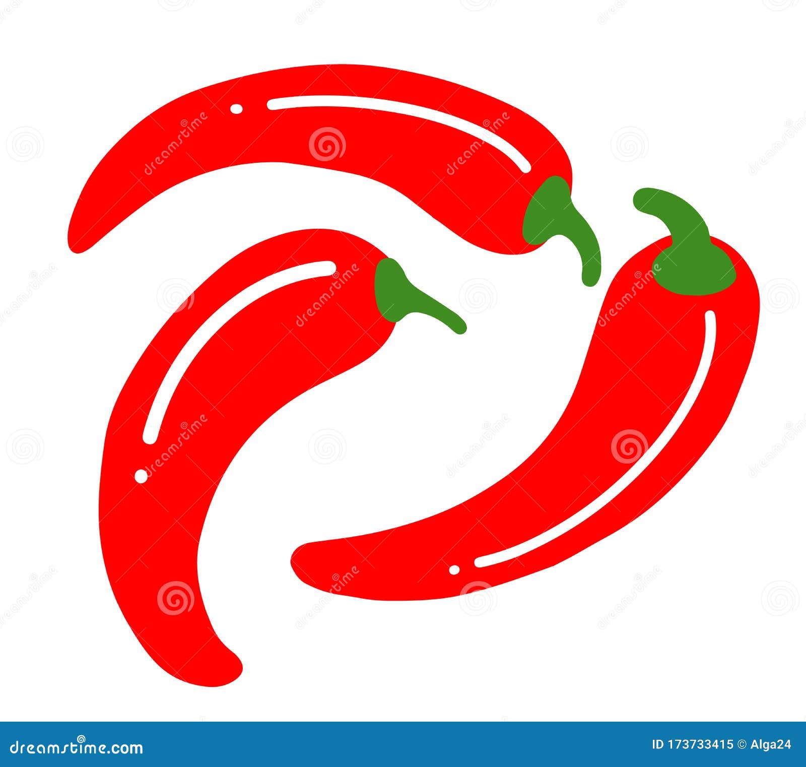 Three Red Bright Chili Peppers Simple Vector Illustration Stock Vector ...