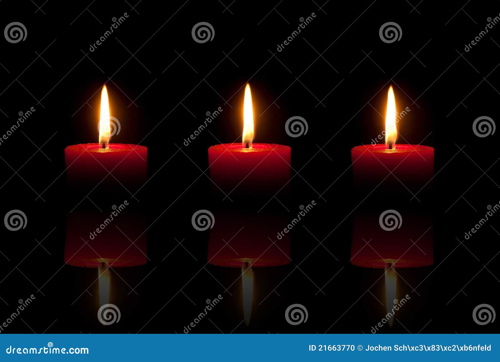 Three Red Candles on Black Background Stock Photo - Image of ...