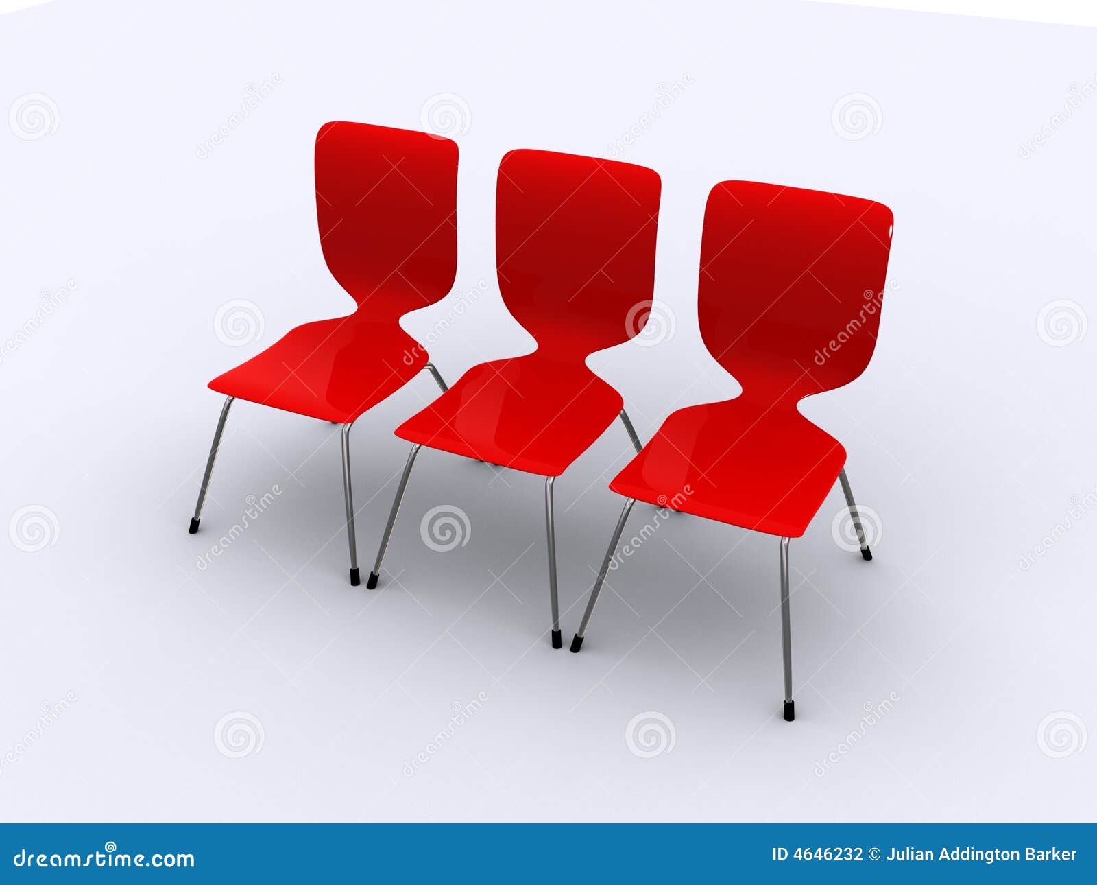 Three Red Chairs in a Row stock illustration. Illustration of solid ...