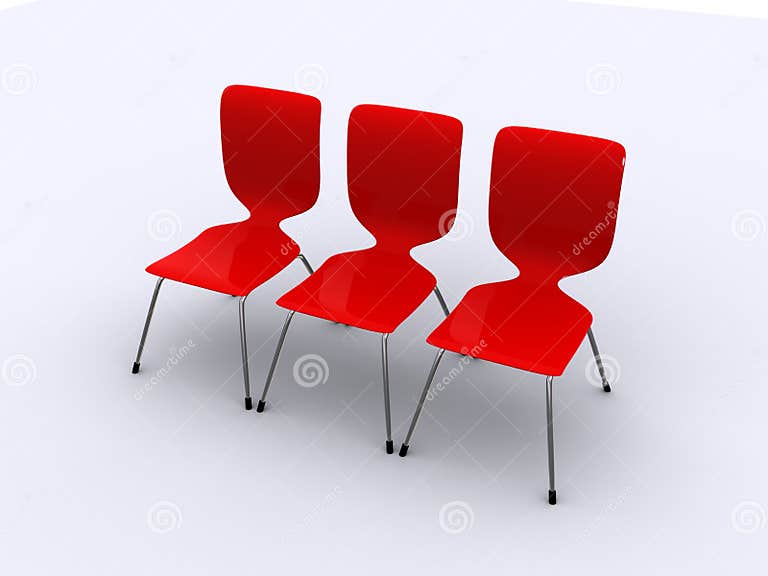 Three Red Chairs in a Row stock illustration. Illustration of solid ...