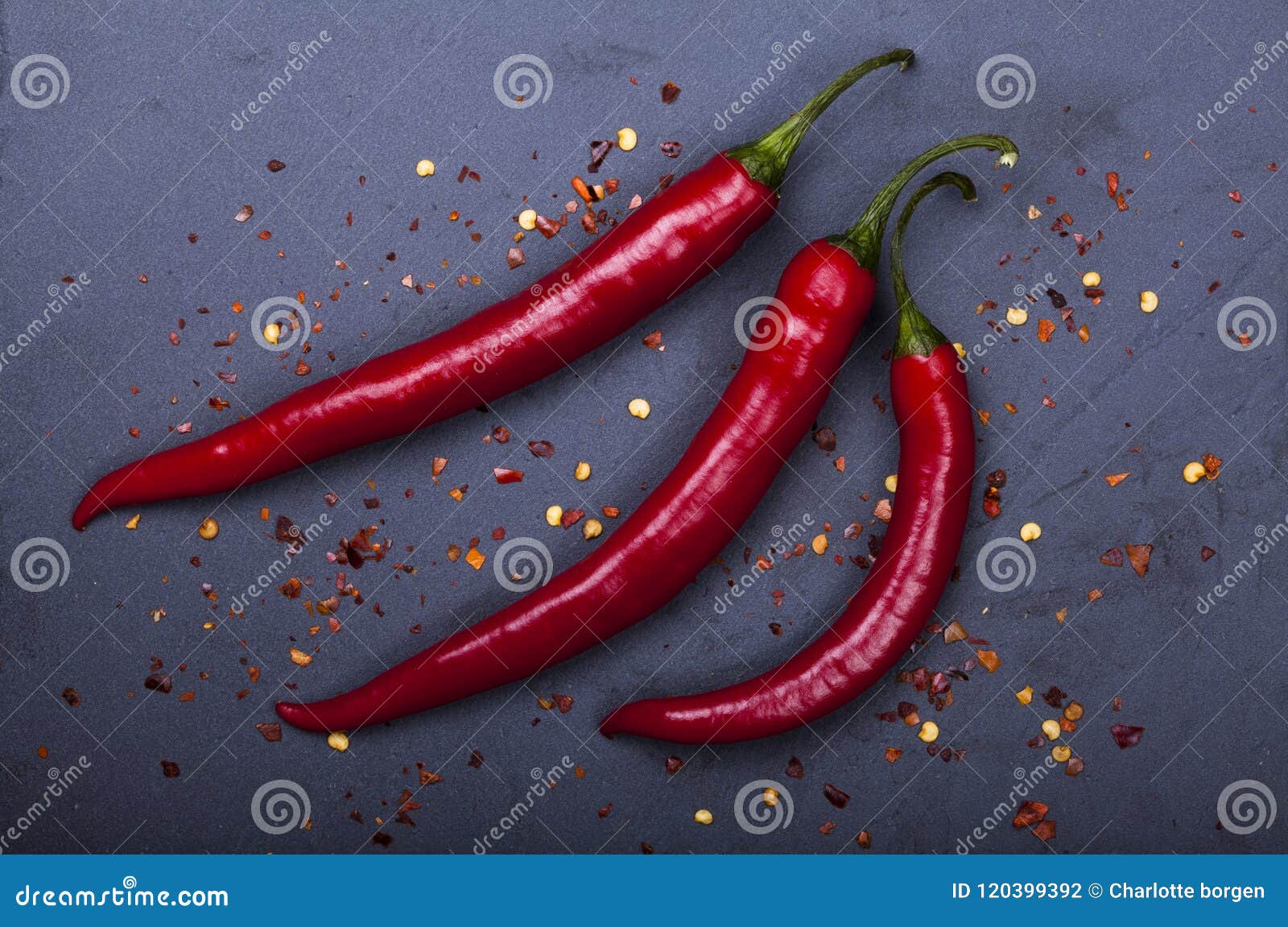 Three red chillies stock photo. Image of ingredient - 120399392