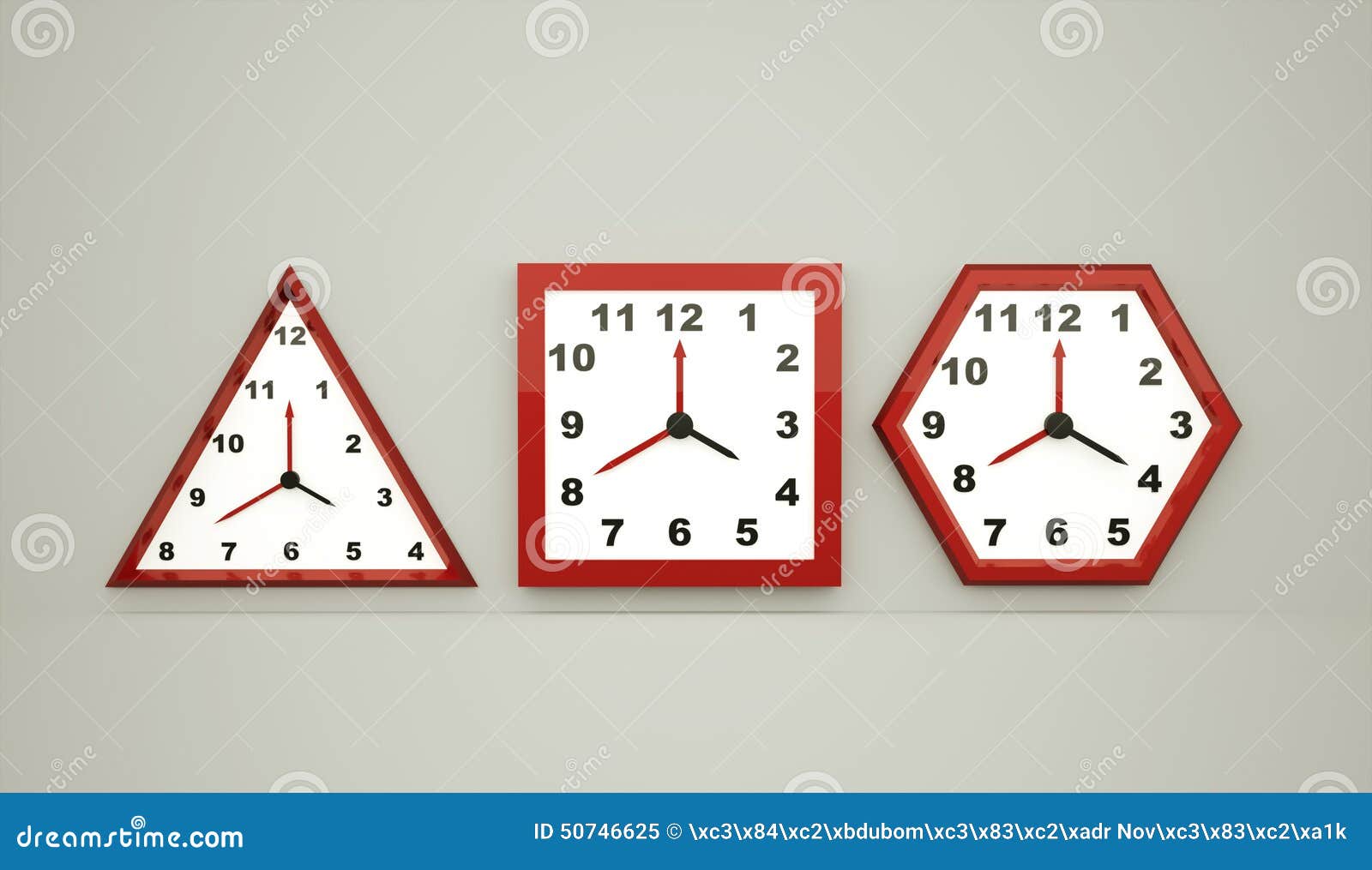 Three red clock stock illustration. Illustration of clock - 50746625