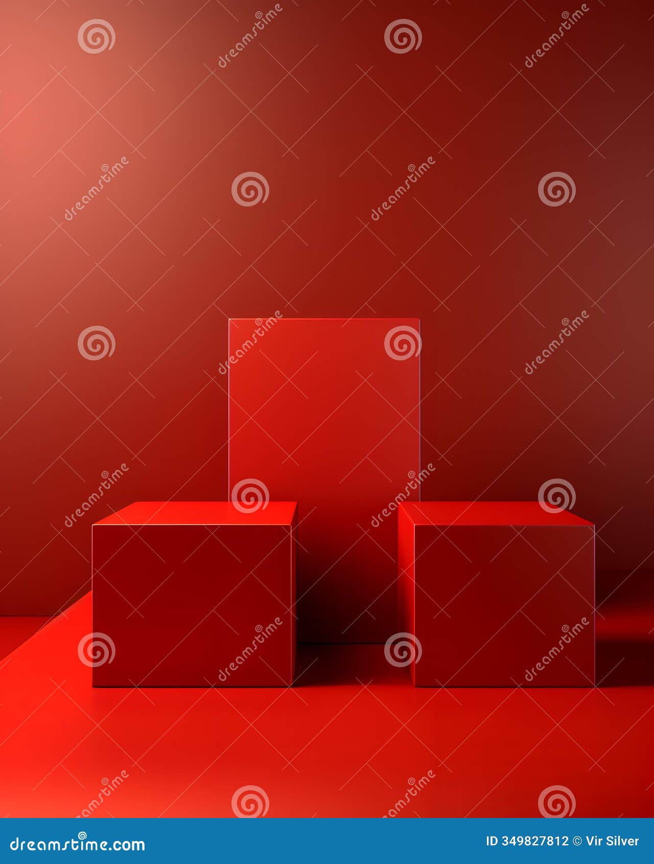 Three Red Cubes on a Red Background, Creating a Minimalist Product ...