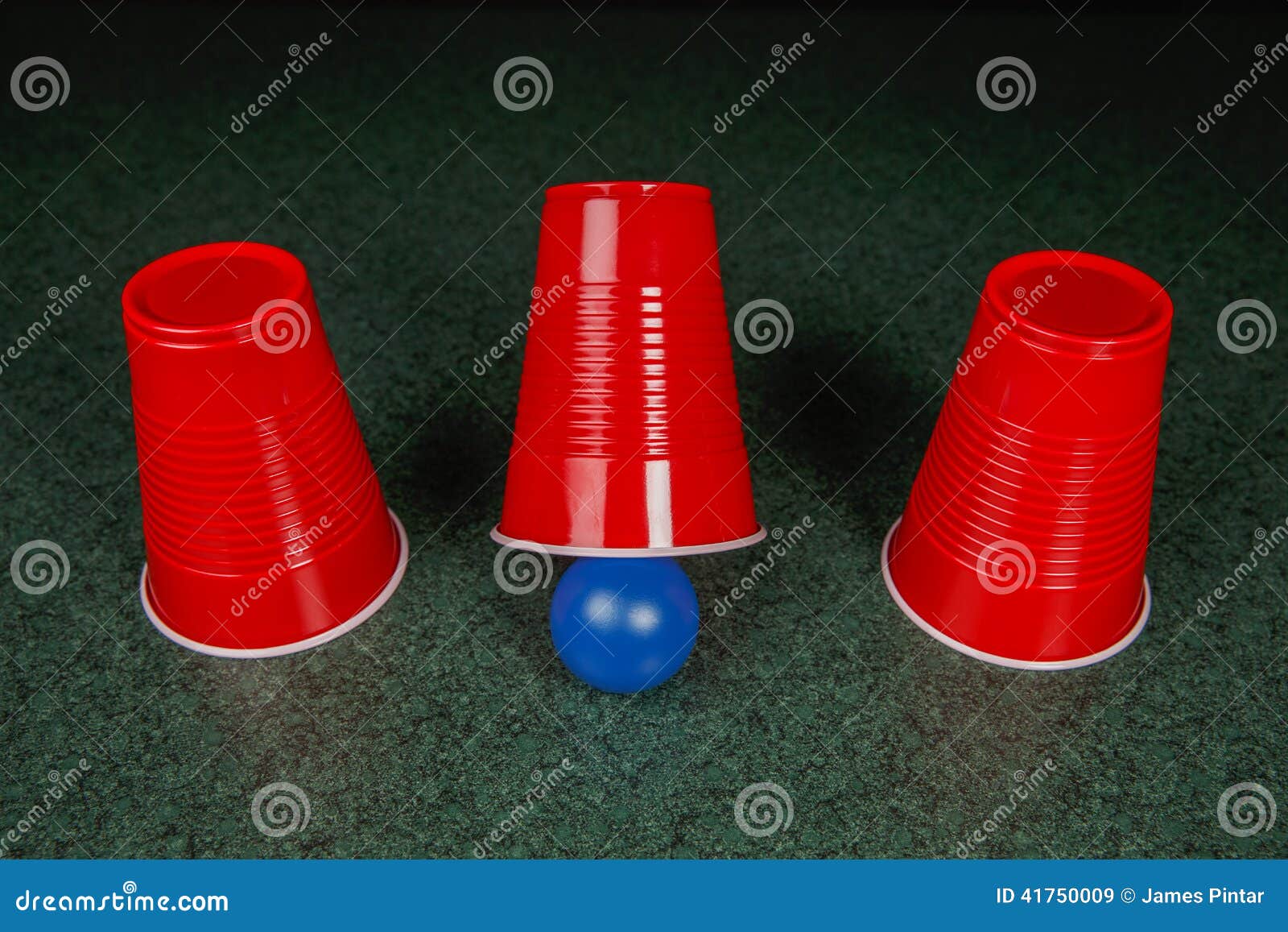 Three Red Cups and a Blue Ball Stock Image - Image of guess, lottery ...