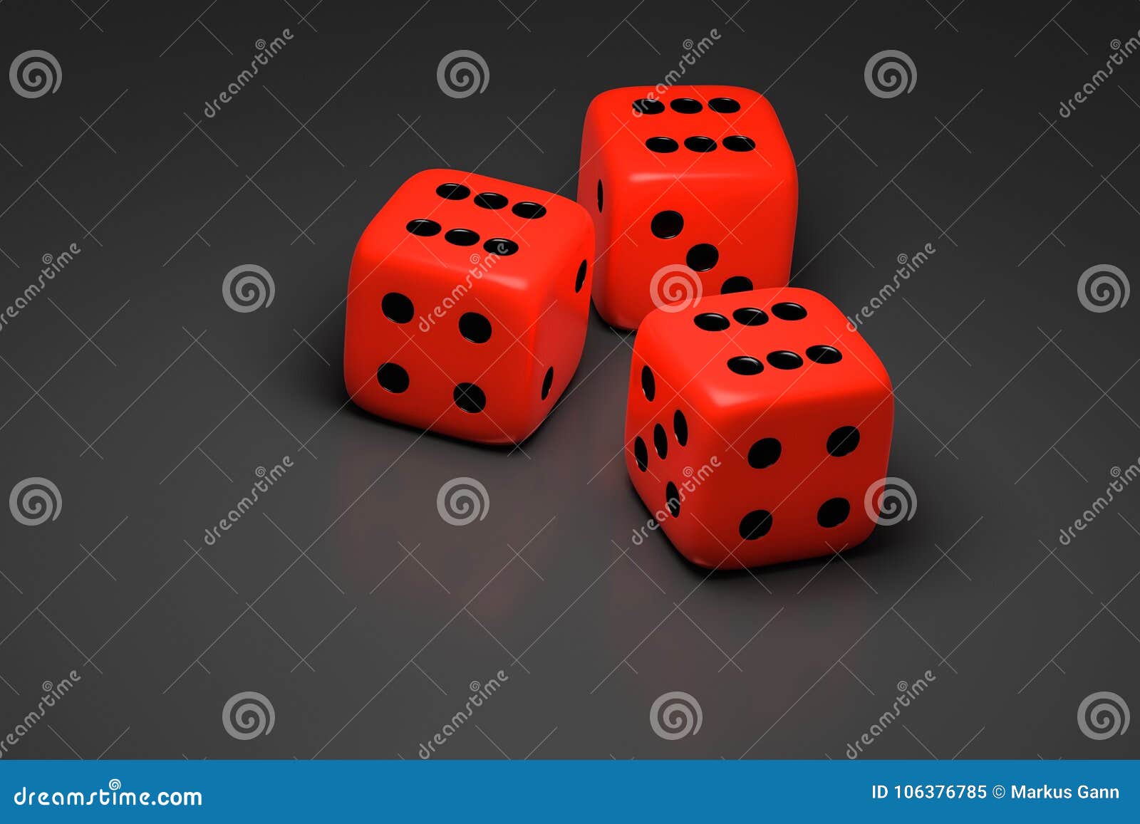 Three Red Dice on a Gray Background Stock Illustration - Illustration ...