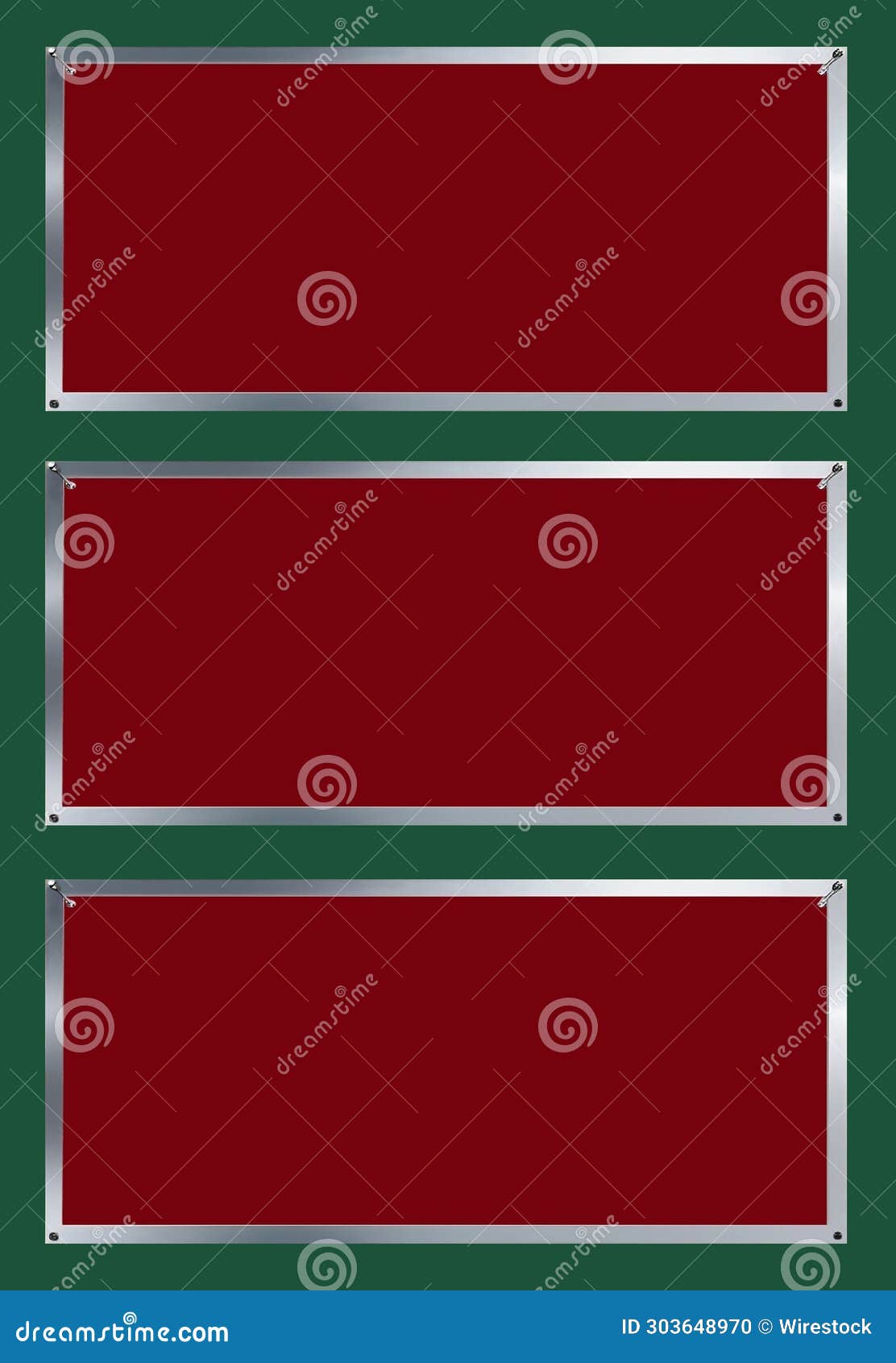 Three Red Empty Boards on a Green Background Stock Photo - Image of ...