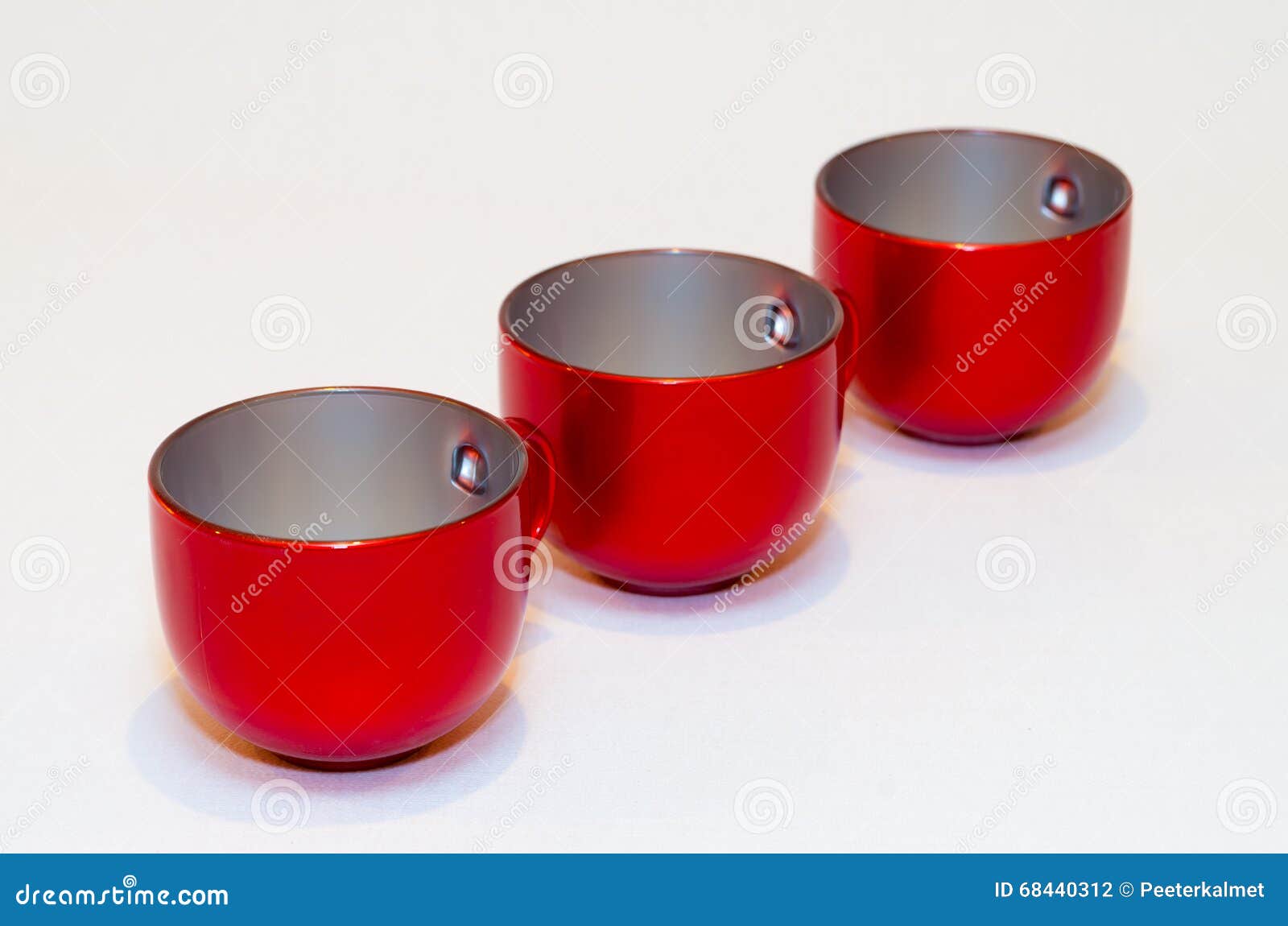 Three Red Empty Cups of Tea (coffee) on White Background Stock Photo ...