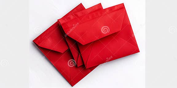 Three Red Envelopes Stacked on a White Surface. AI Image Stock ...