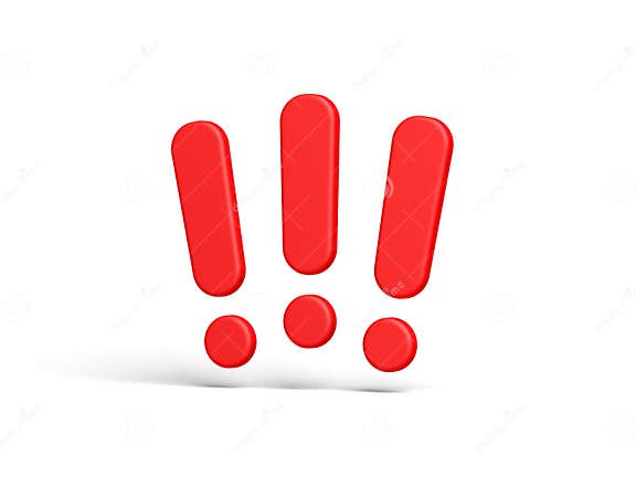 Three Red Exclamation Marks Isolated on White Background. Stock ...