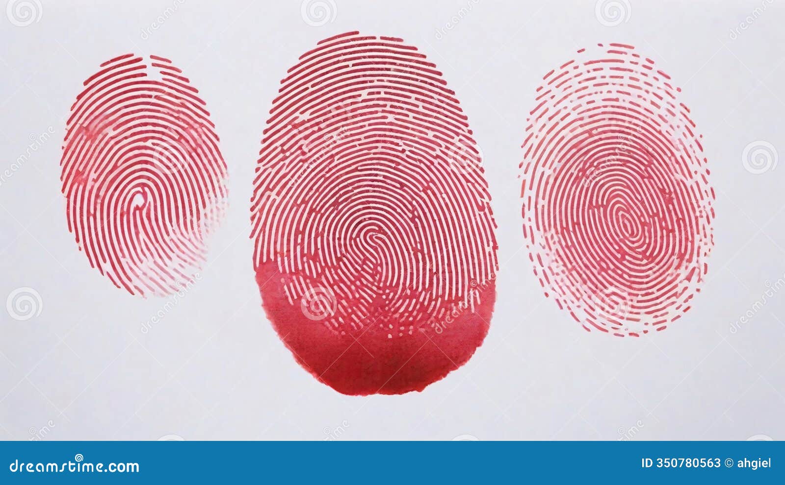 Three Red Fingerprints on White Background Stock Illustration ...