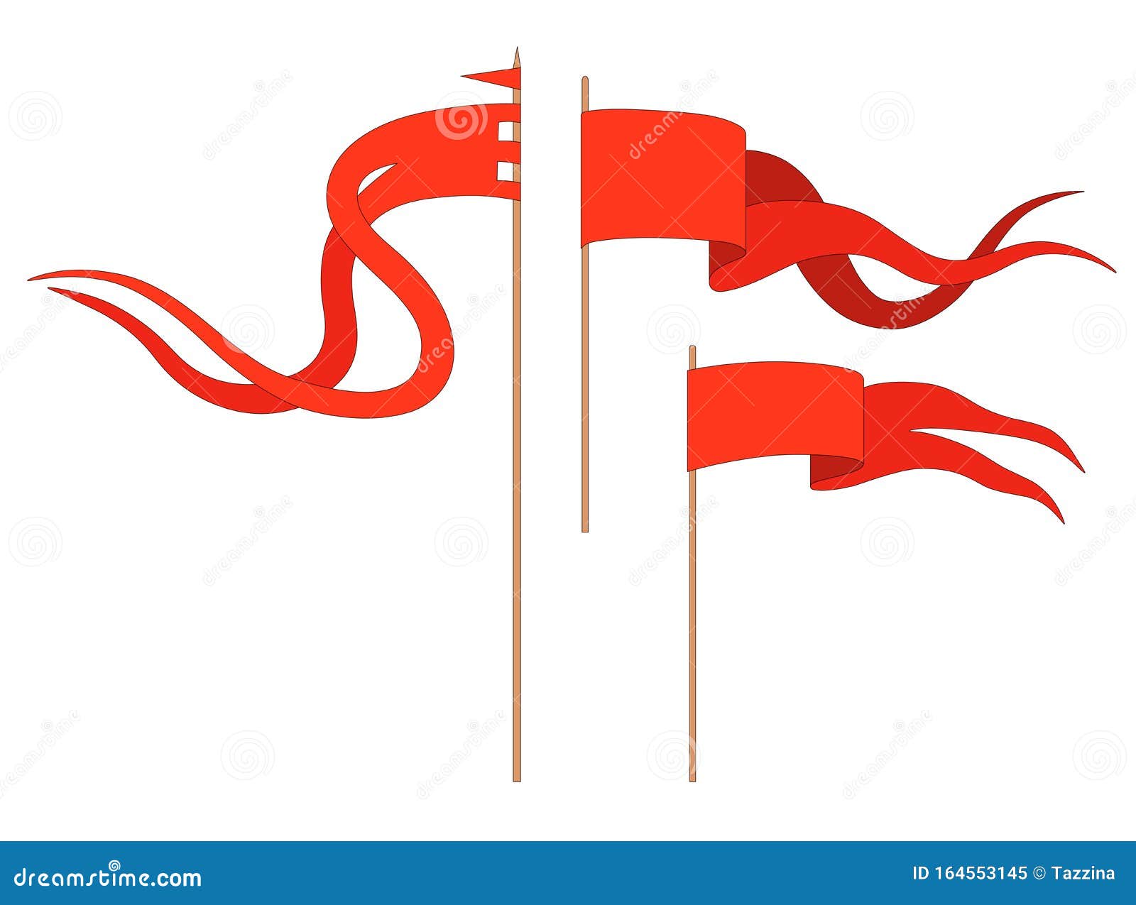 Three Red Flags on a White Background Stock Vector - Illustration of ...